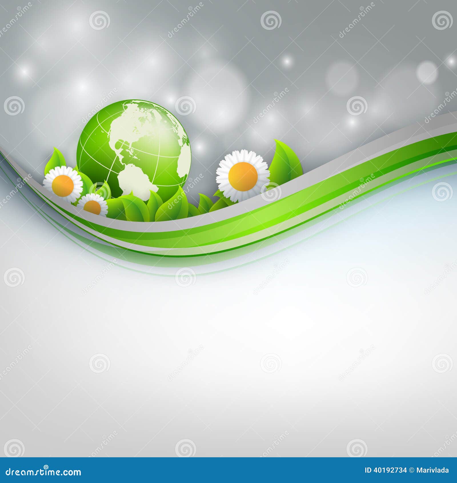 Floral Environmental Vector Frame with Globe Stock Vector ...