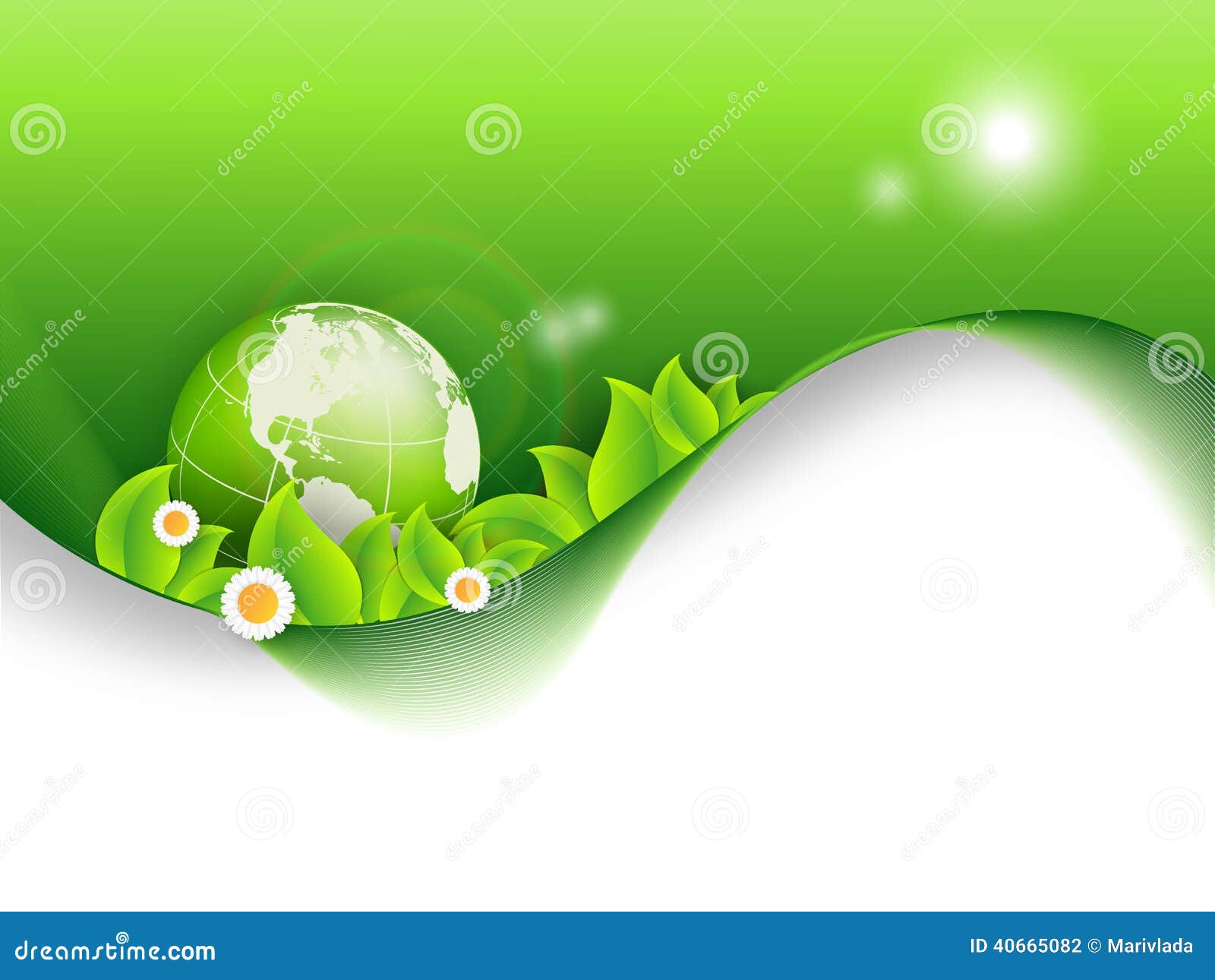 Floral Environmental Vector Frame with Globe Stock Vector ...