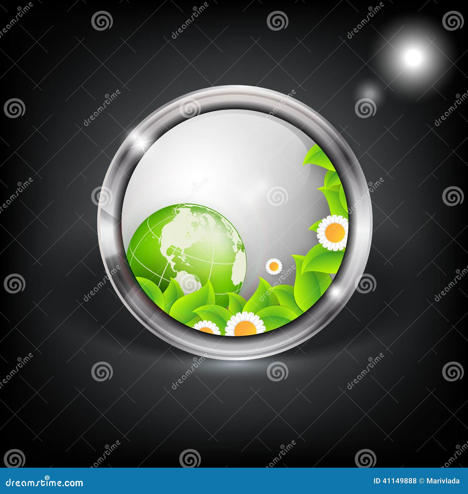 Floral Environmental Vector Frame with Globe Stock Vector ...