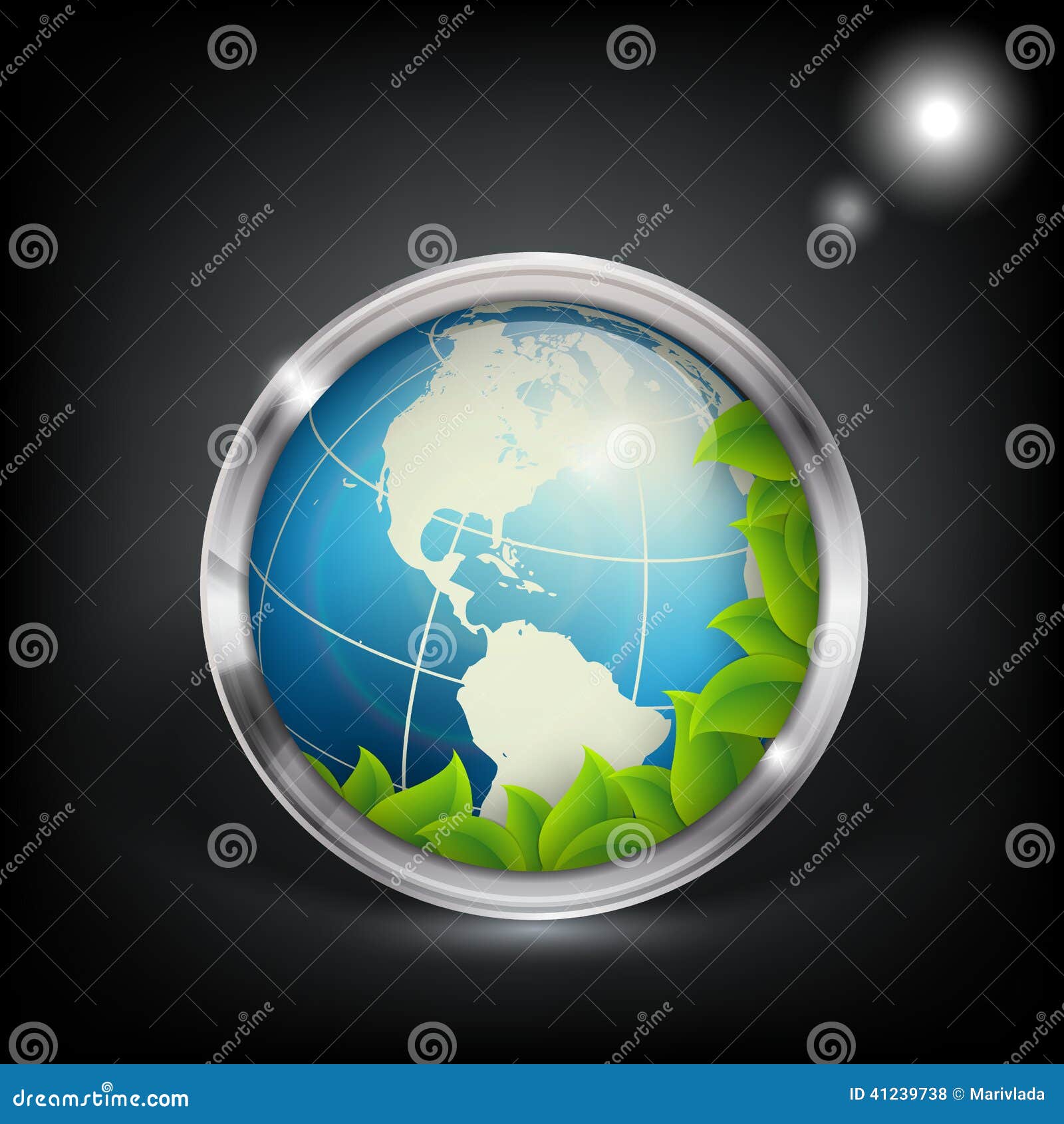 Floral Environmental Vector Frame with Globe Stock Vector ...
