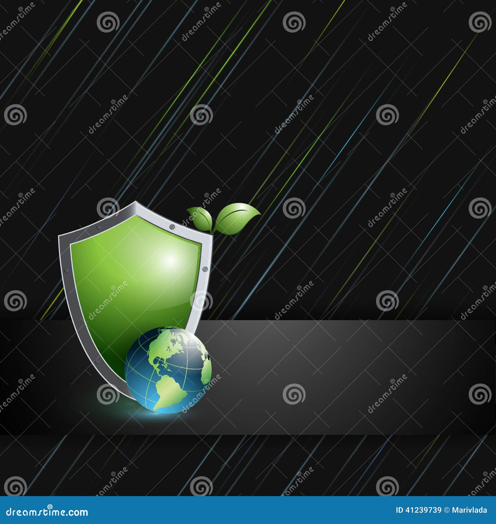 Floral Environmental Vector Frame with Globe Stock Vector ...