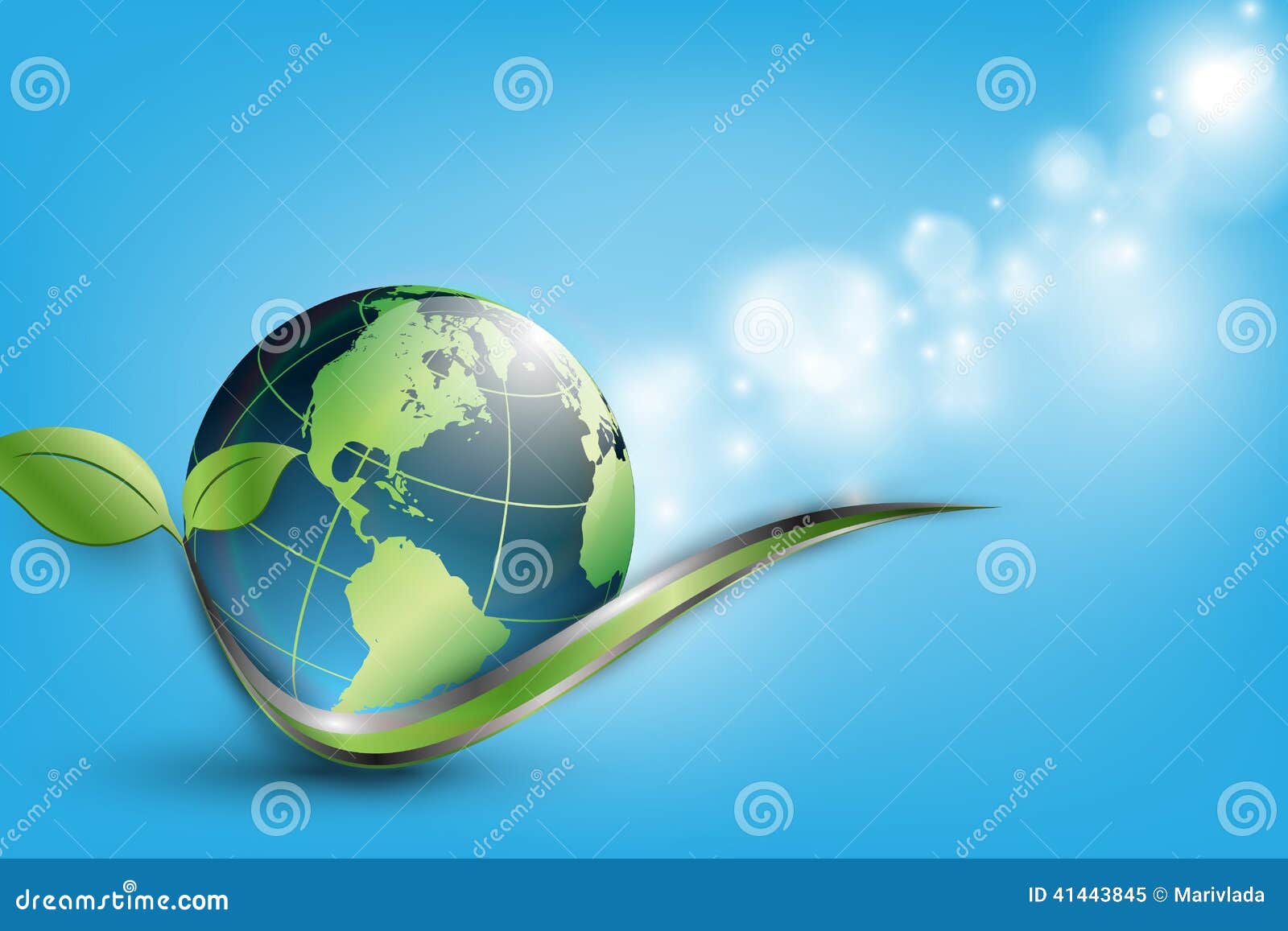 Floral Environmental Vector Frame with Globe Stock Vector ...
