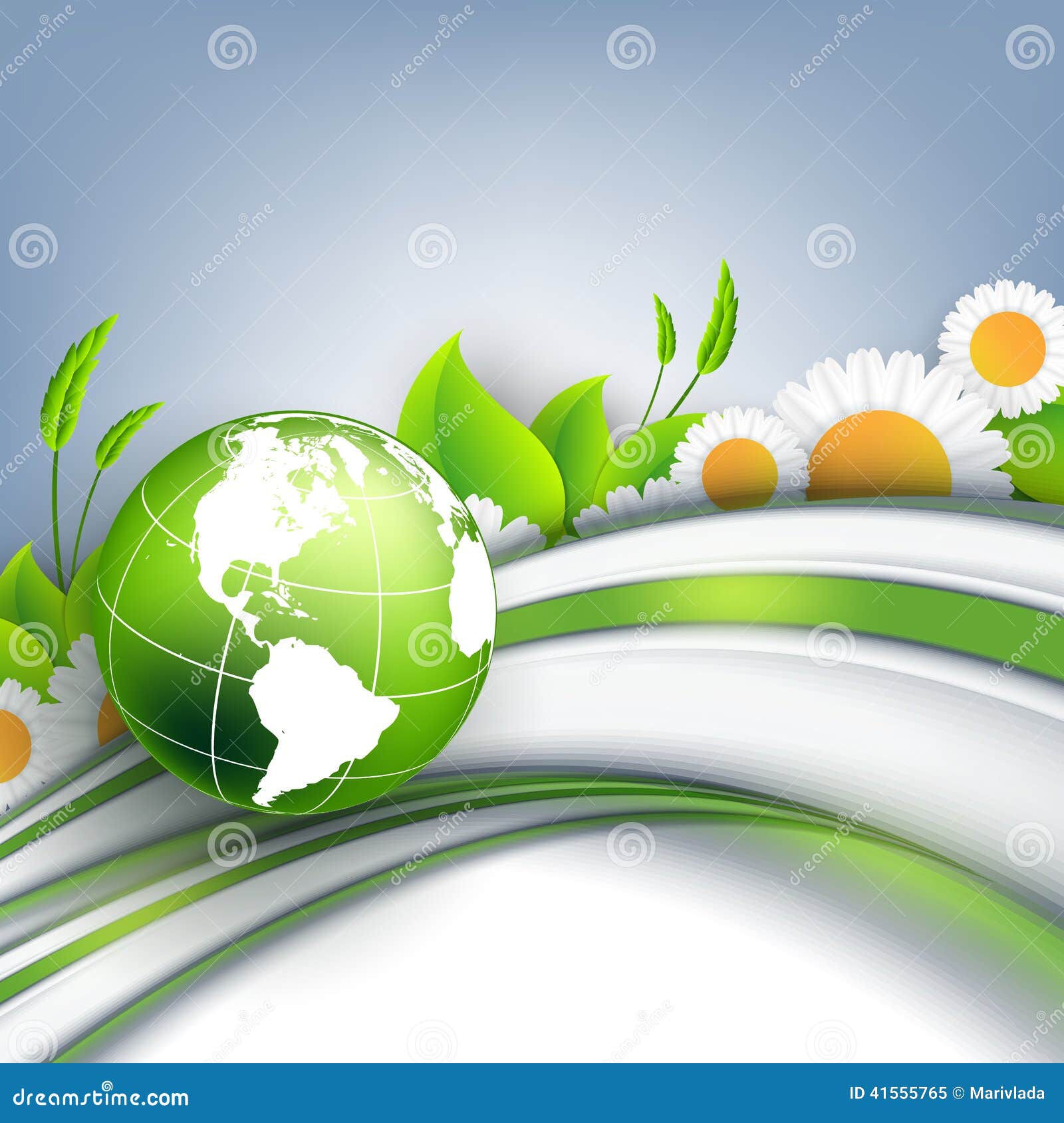 Floral Environmental Vector Frame with Globe Stock Vector ...