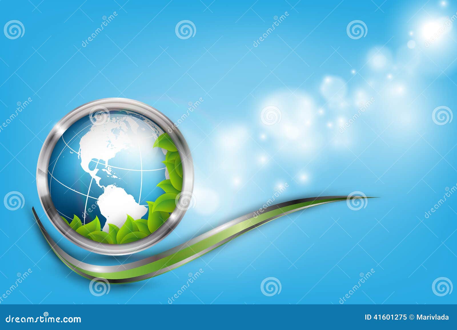 Floral Environmental Vector Frame with Globe Stock Vector ...