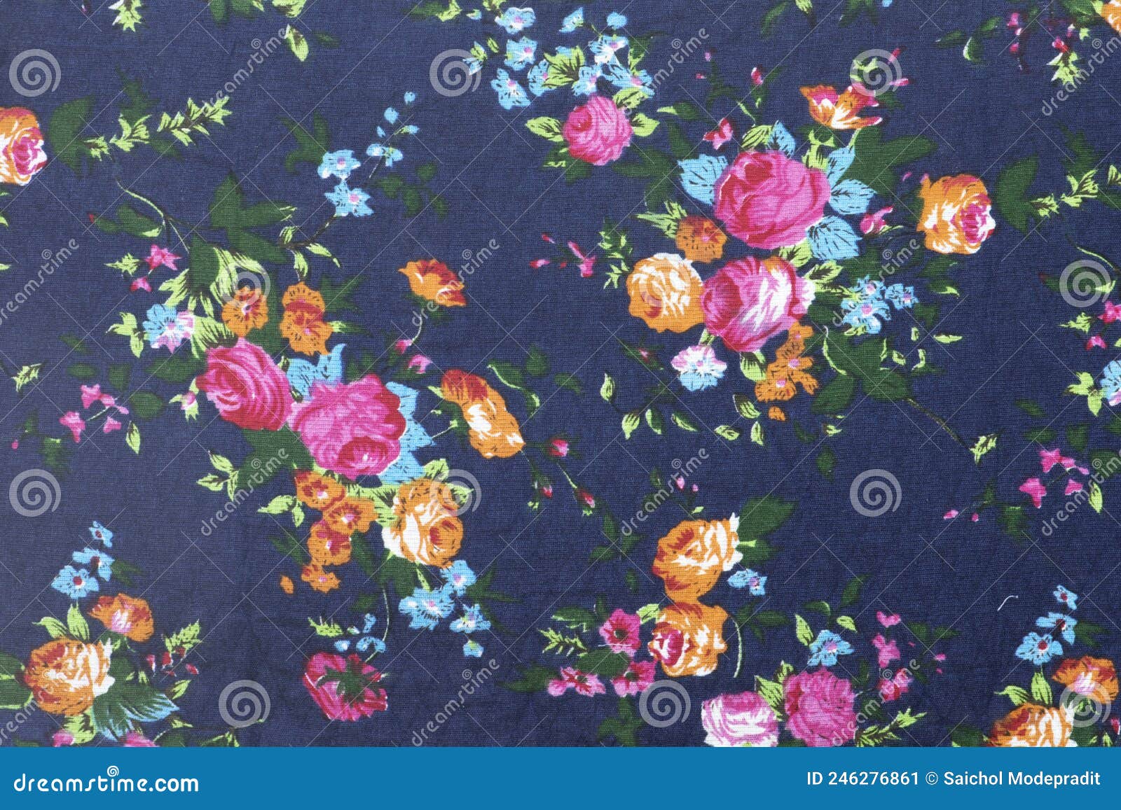 Floral on Fabric Texture Background Stock Image - Image of fabric ...