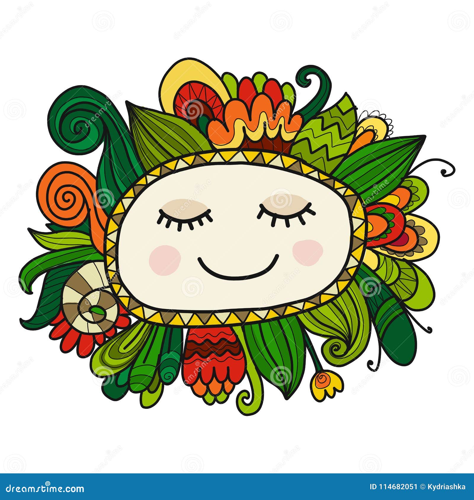 Floral Face, Sketch for Your Design Stock Vector - Illustration of ...