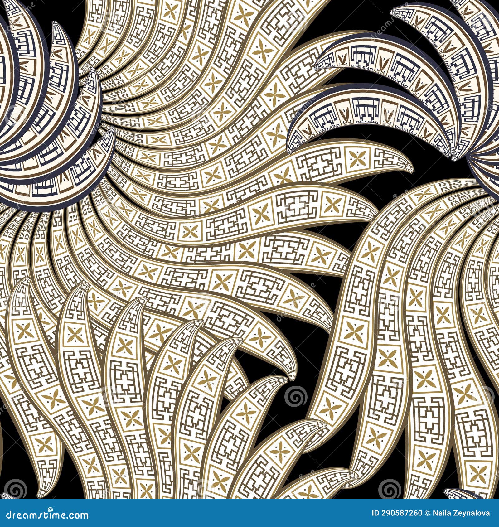 Floral Fan Style Ornamental Beautiful Seamless Pattern. Modern ...