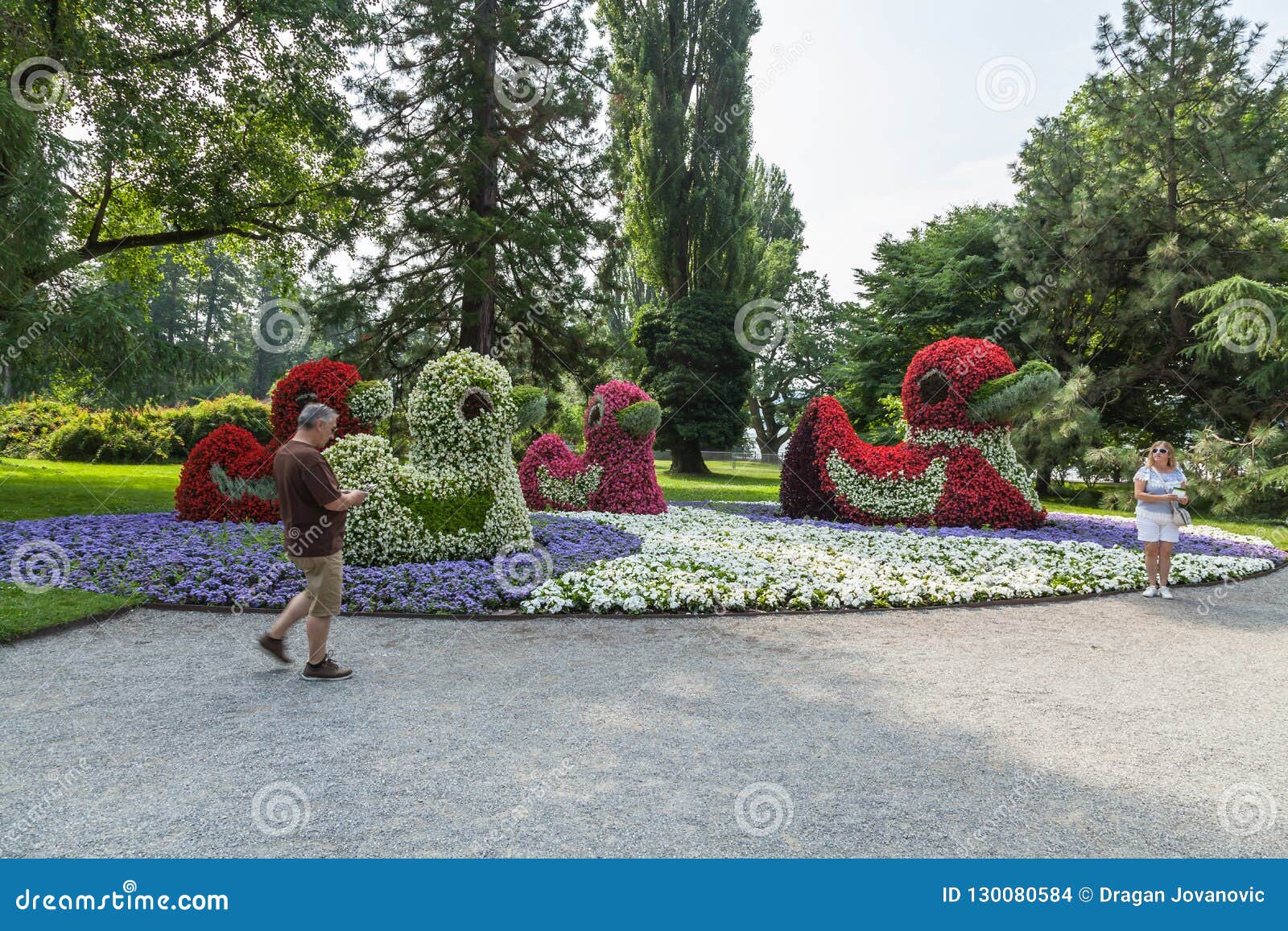 Floral Figures of Ducks on the Island of Mainau in Germany. Isle ...