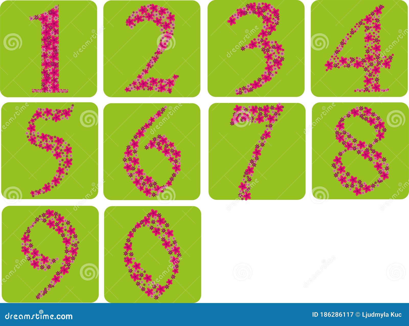 Floral figures stock vector. Illustration of nine, five - 186286117