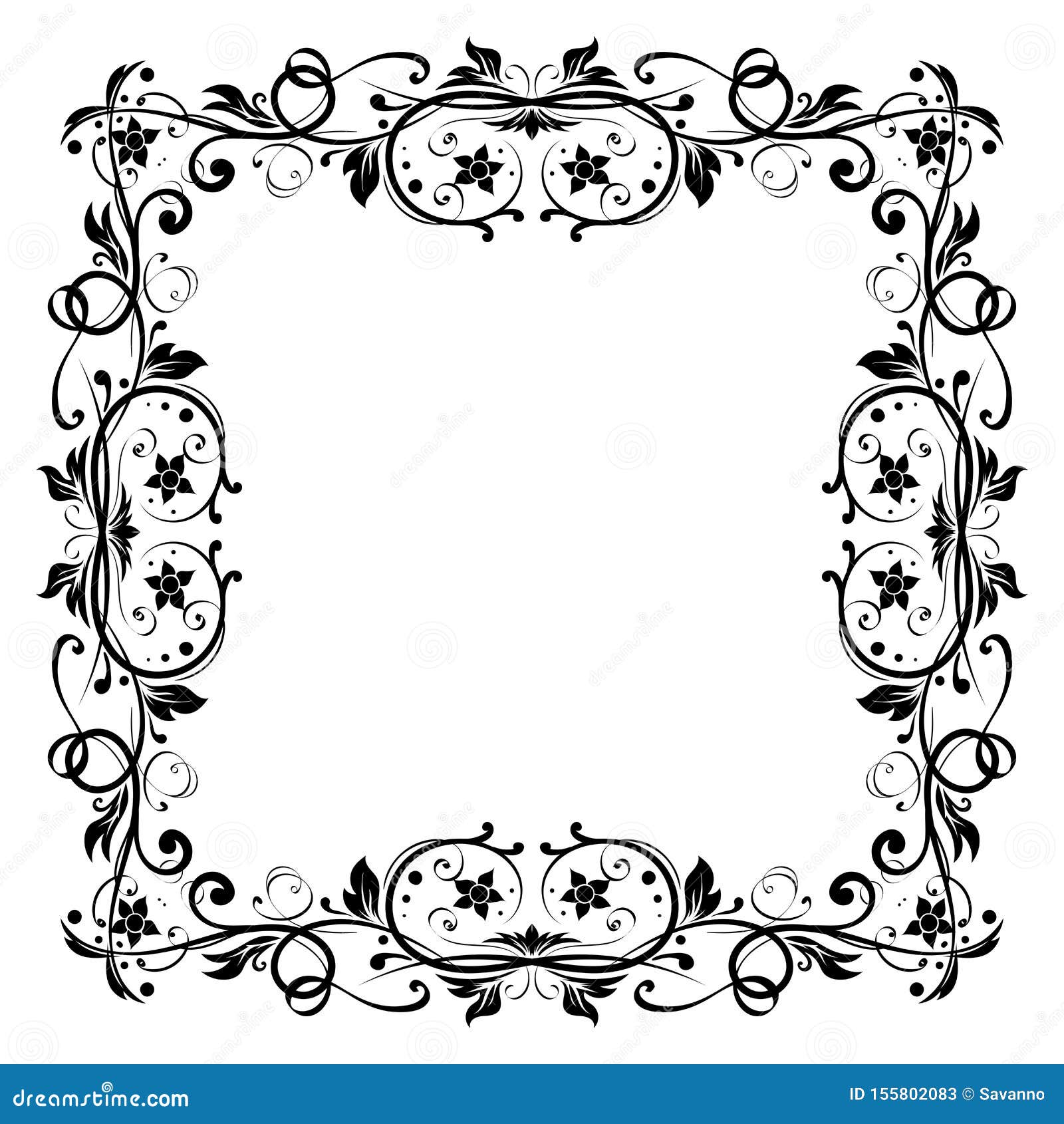 Floral Filigree Frame. Decorative Square Design Element Stock Vector ...