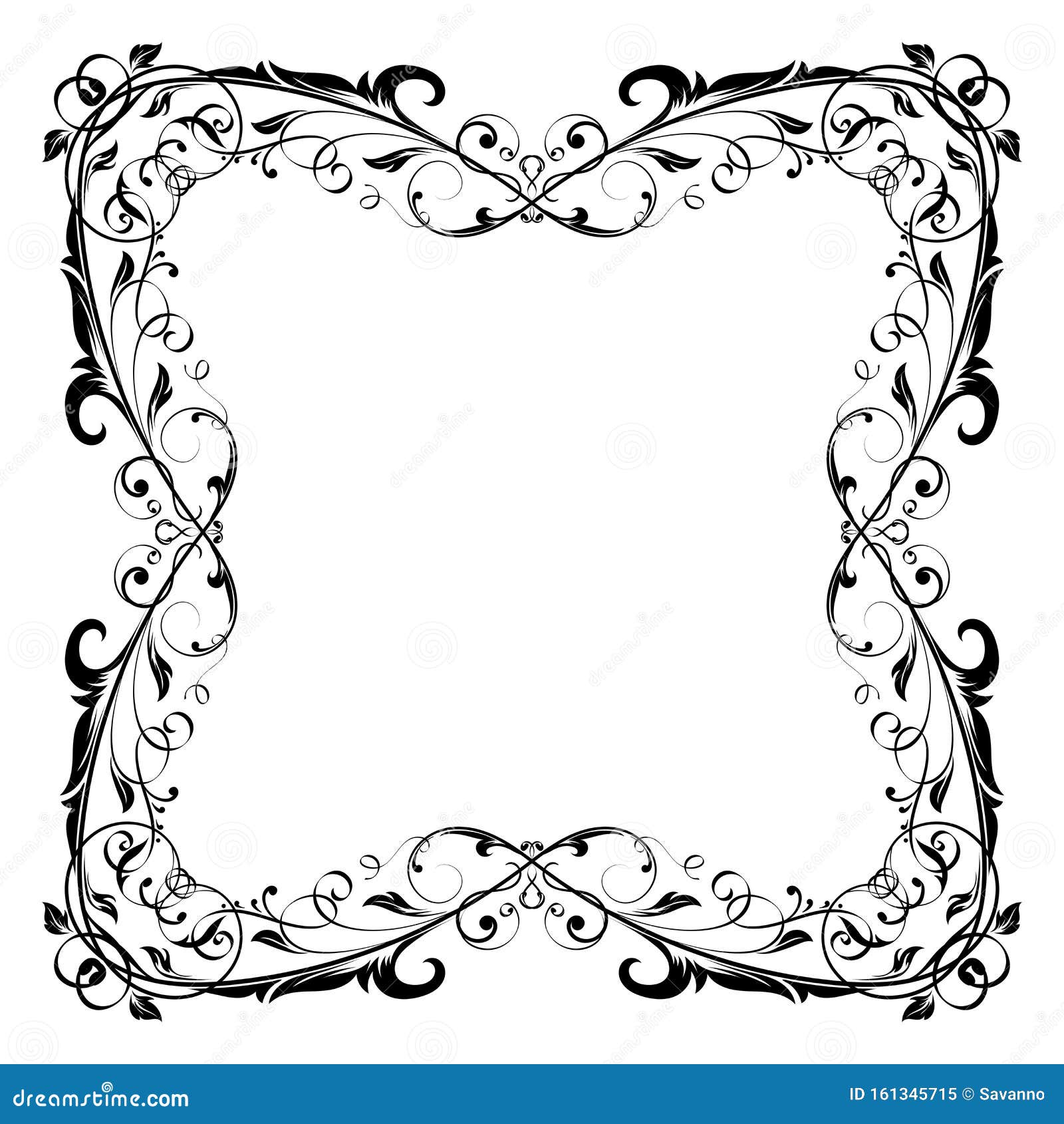 Floral Filigree Frame. Decorative Square Design Element Stock Vector ...