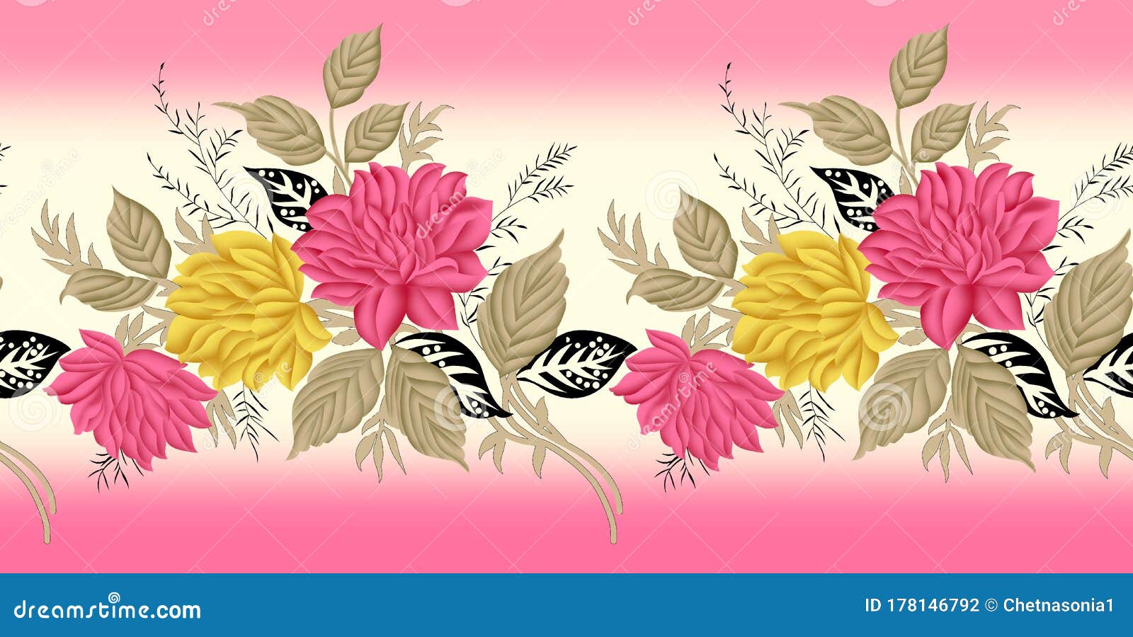 Floral Flower Border Design Background Stock Illustration ...