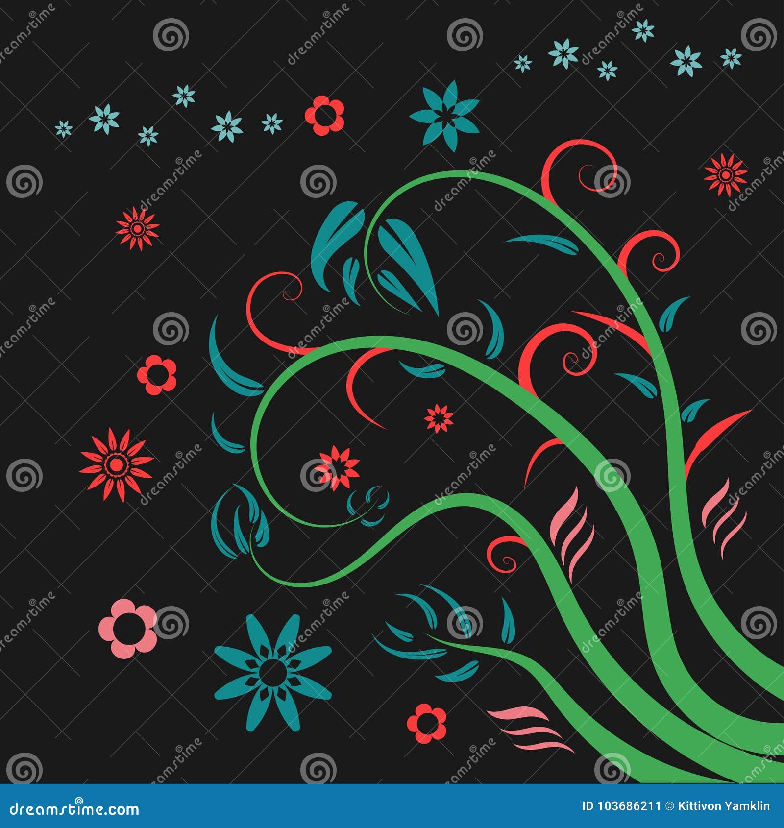 Floral Flower Elements Vector Stock Vector - Illustration of graphic ...