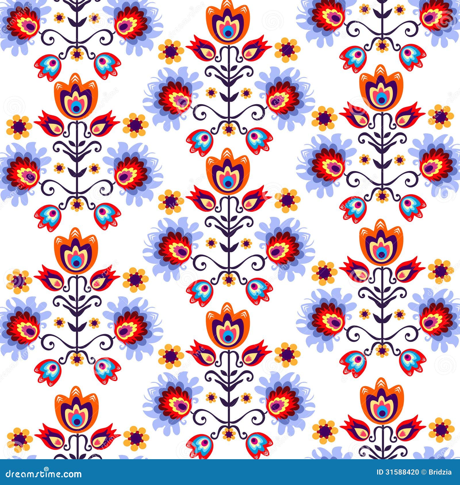 Floral folk background stock vector. Illustration of folk - 31588420