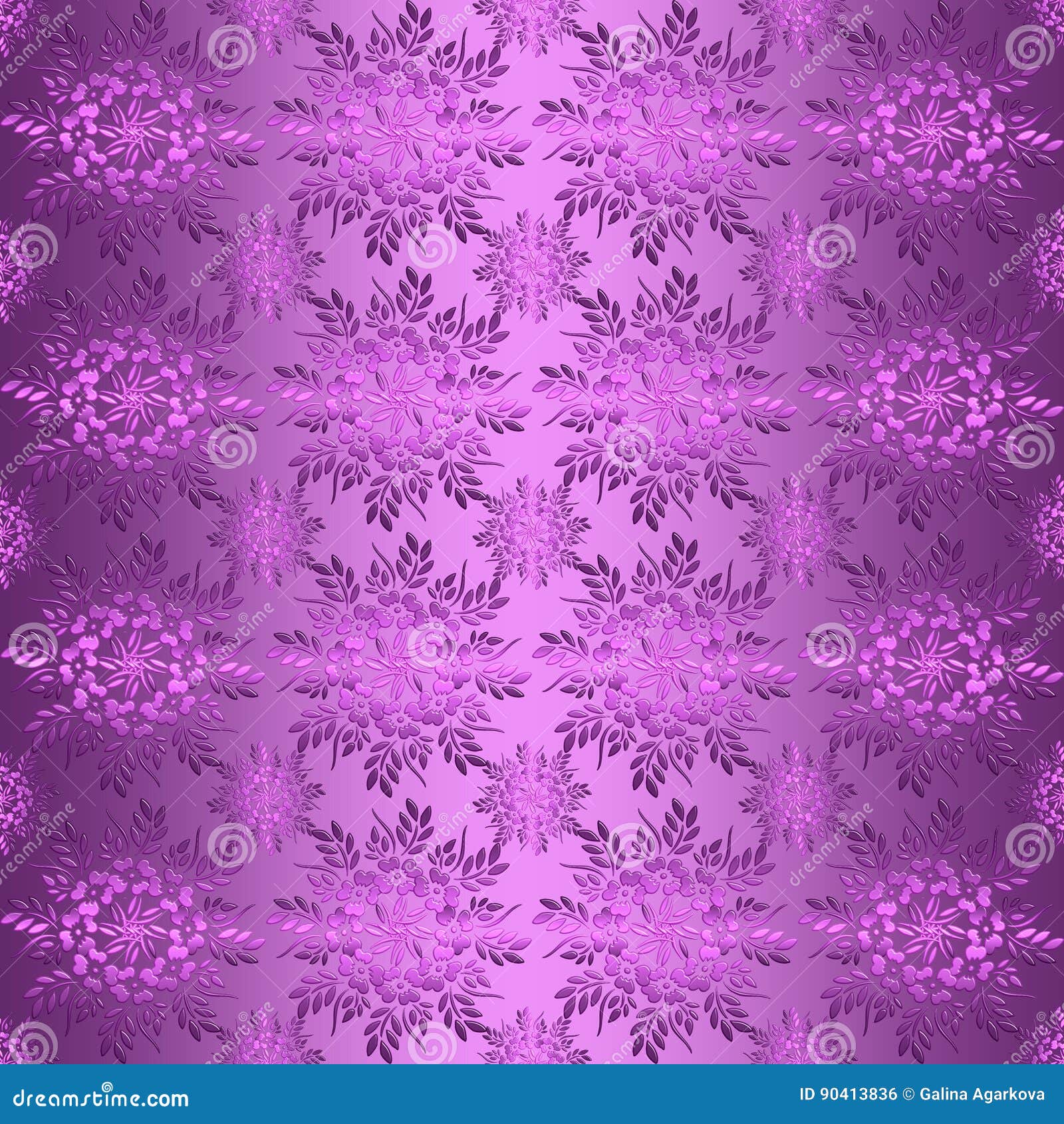 Floral Folk Purple Seamless Pattern Stock Illustration - Illustration ...