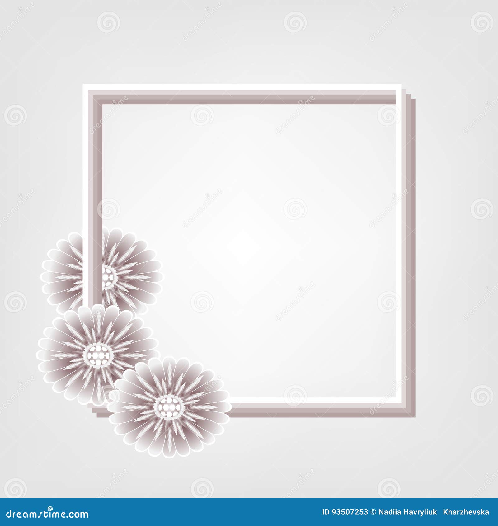 Floral Frame with Abstract Flowers. Stock Vector - Illustration of ...