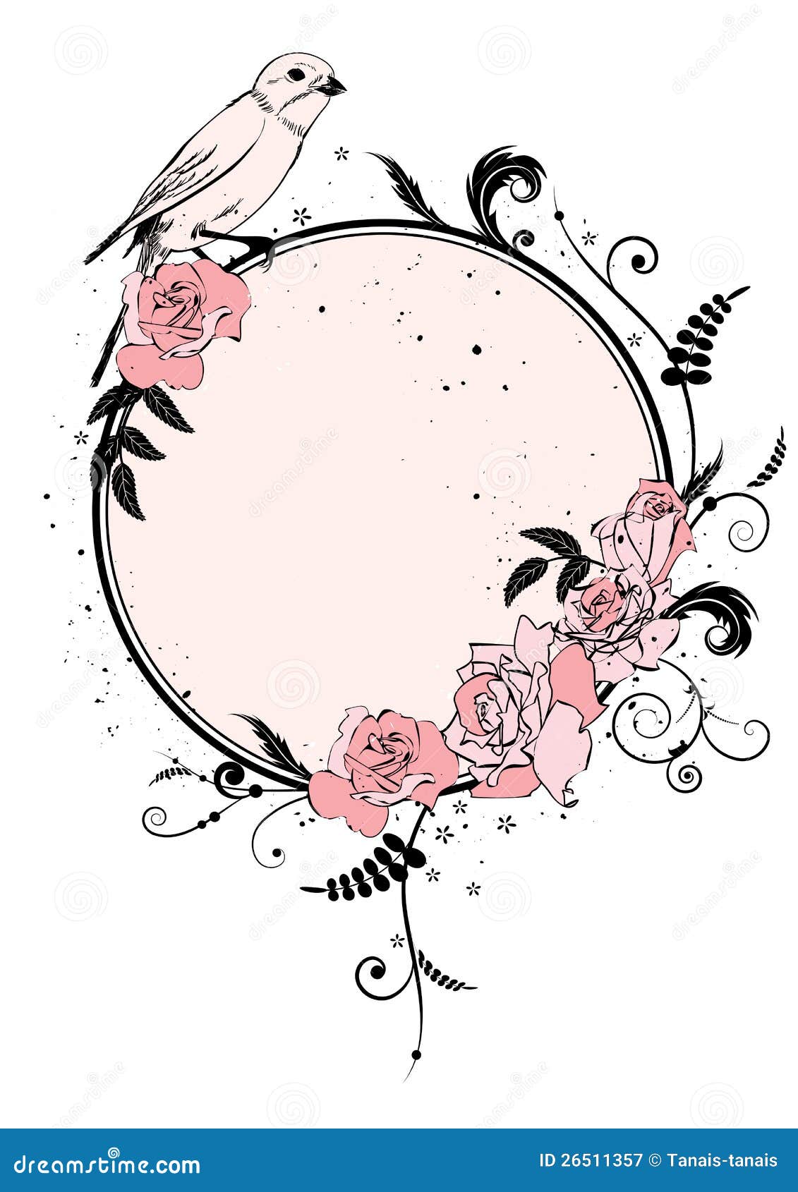 Floral frame with bird stock vector. Illustration of flourish - 26511357