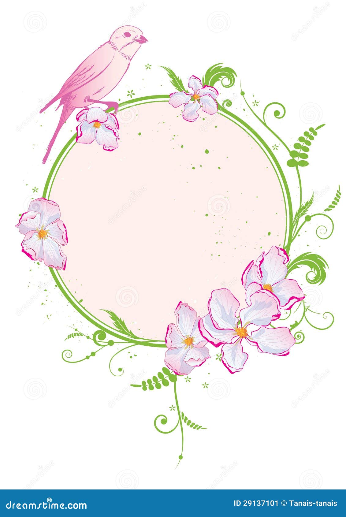 Floral frame with bird stock vector. Illustration of flower - 29137101