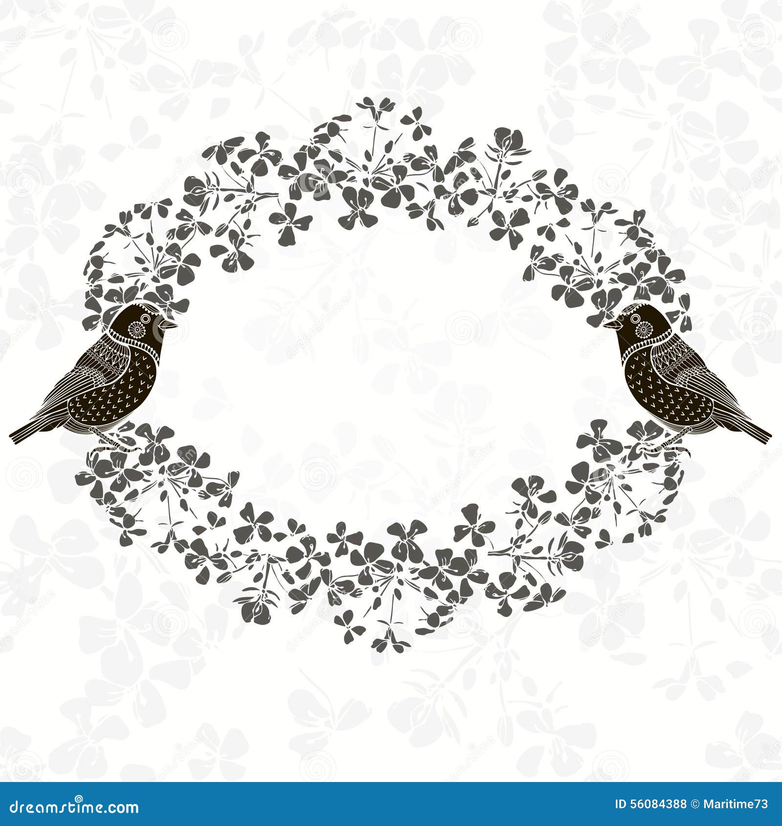 Floral Frame with Birds. Illustration with Place for Text, Can Stock ...