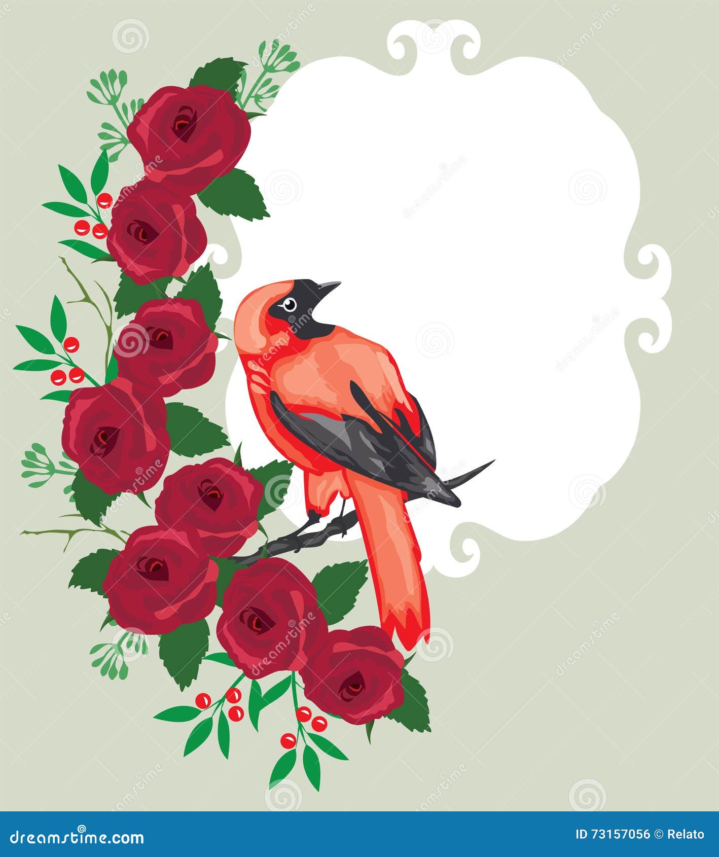 Floral Frame with Birds stock vector. Illustration of summer - 73157056