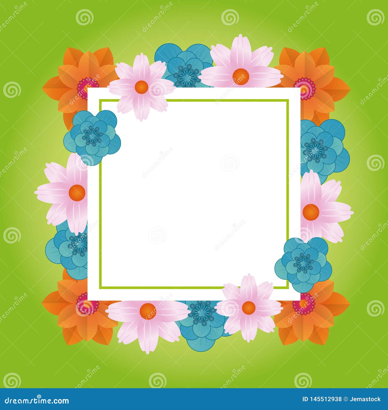 Floral frame blank card stock vector. Illustration of blank - 145512938