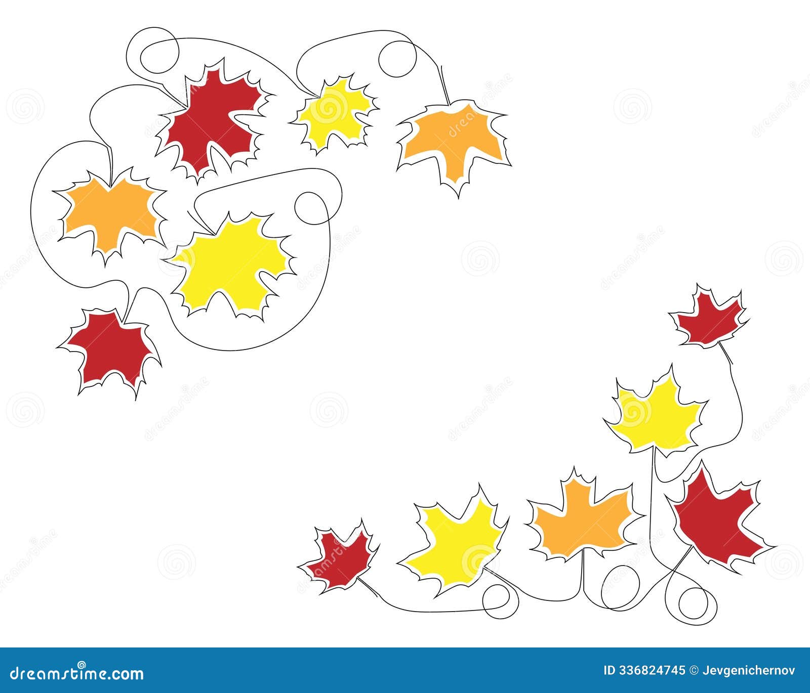 Floral Frame Border with Colorful One Line Maple Leaves Stock ...