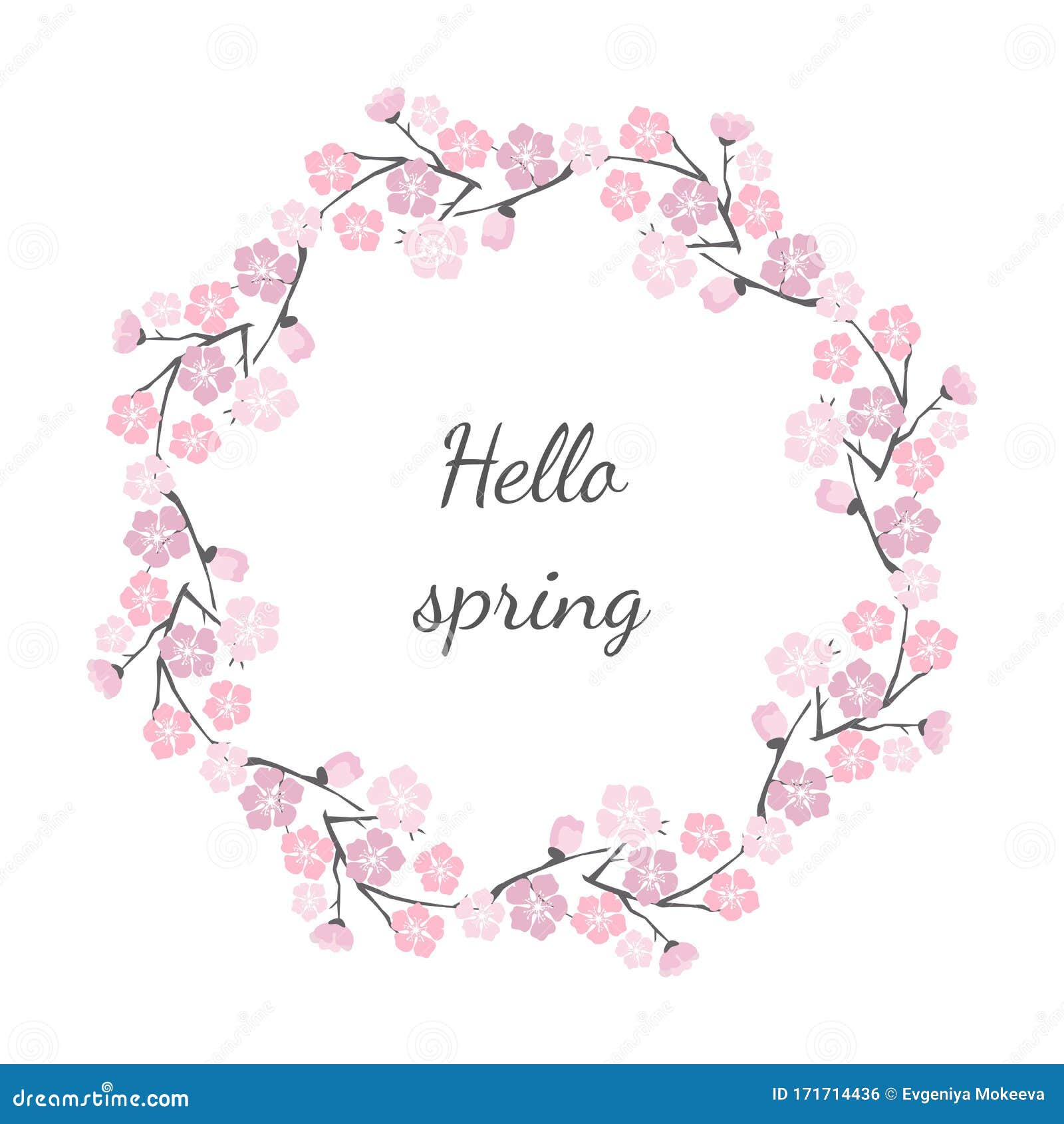 Floral Frame with Cherry Blossom with Text `Hello Spring Stock ...