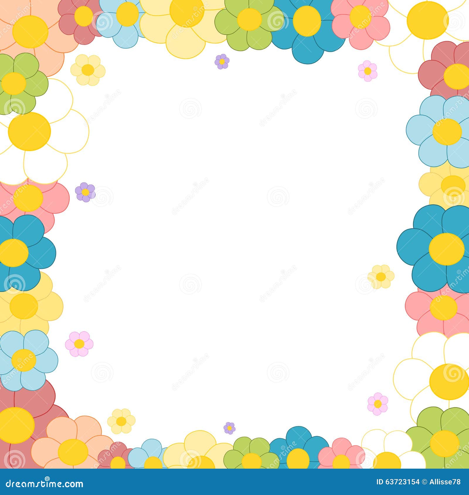 Floral Frame with Colorful Daisy Flower Stock Vector - Illustration of ...
