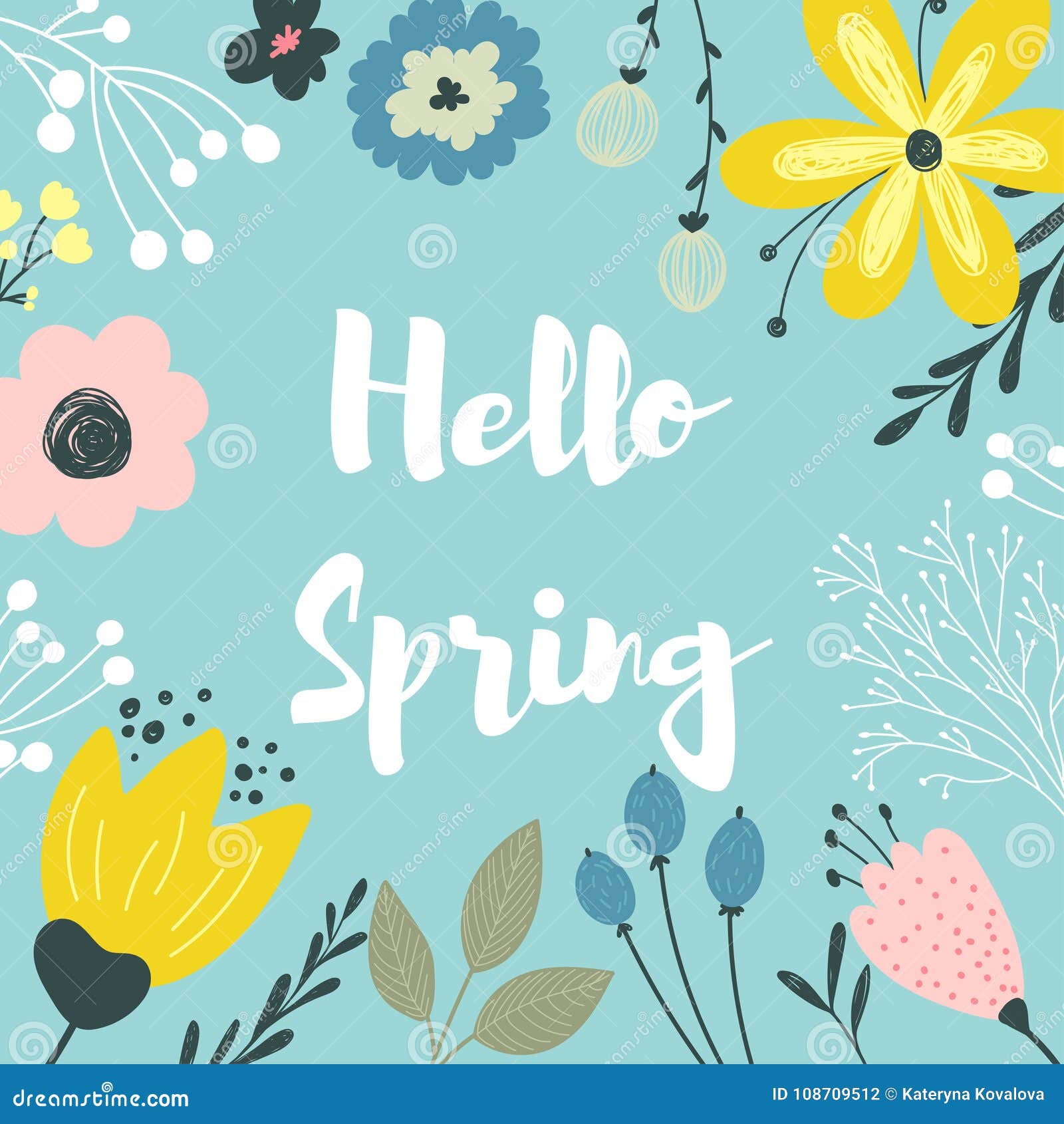 Vector spring border. stock vector. Illustration of hello - 108709512