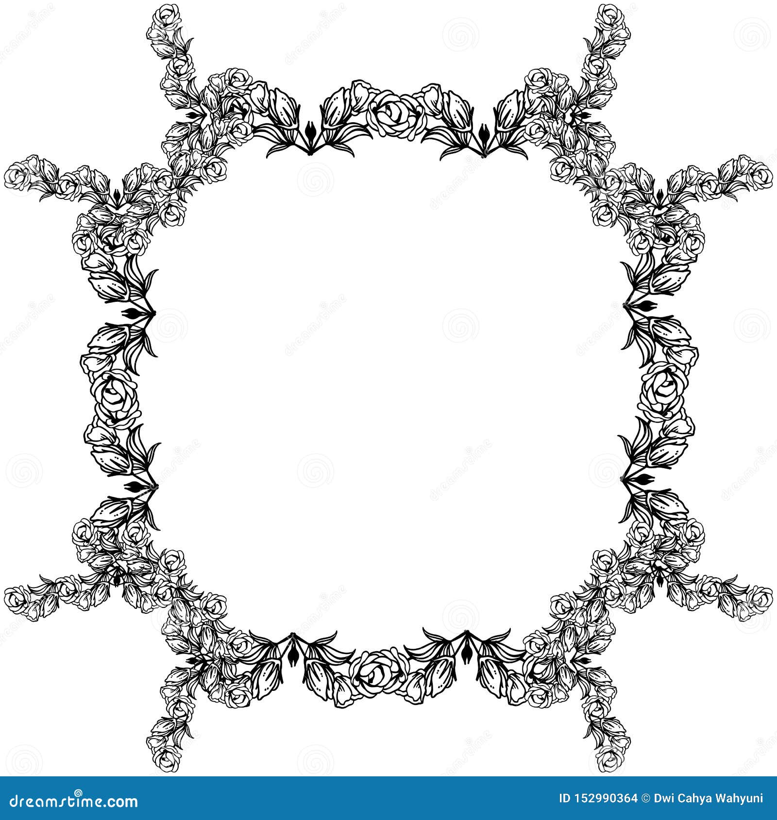 Floral Frame with Drawing Flower, Various Pattern for Card. Vector ...