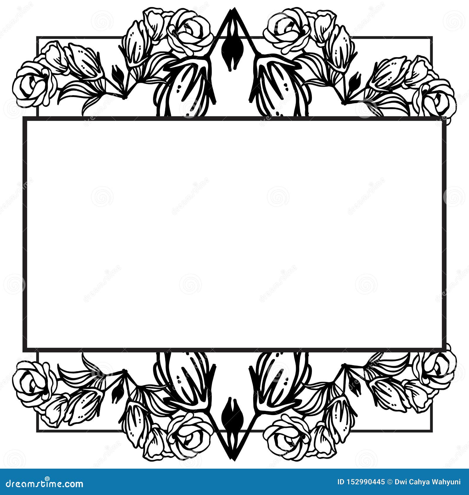 Floral Frame with Drawing Flower, Various Pattern for Card. Vector ...