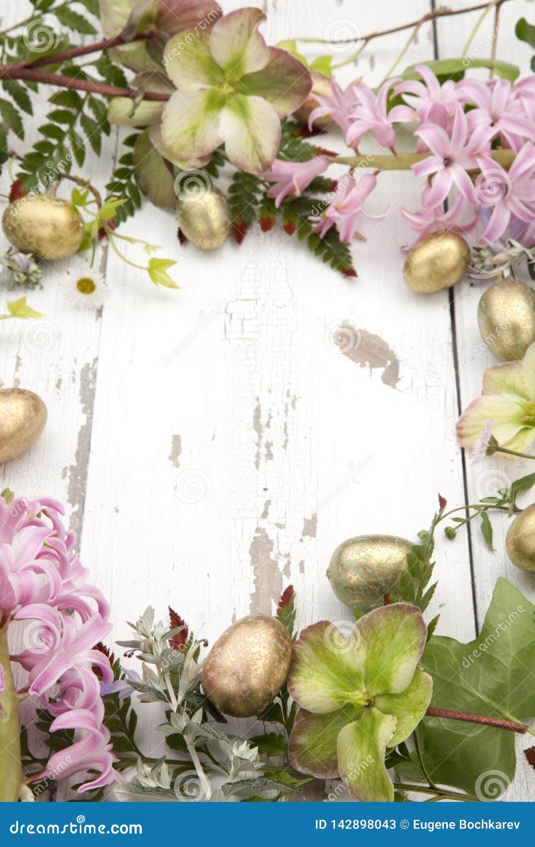 Floral Frame Easter Theme stock image. Image of space - 142898043