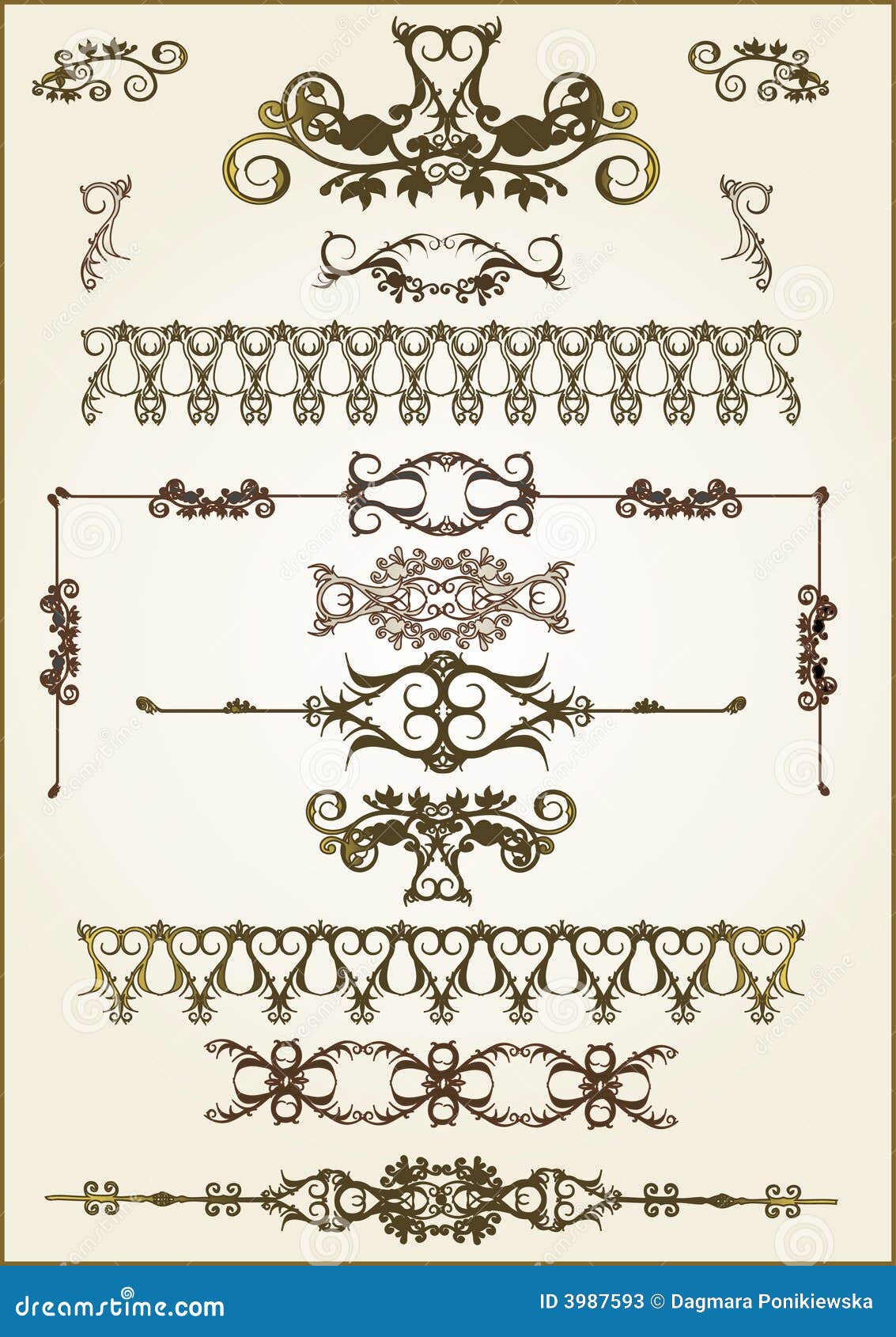 Floral frame elements stock vector. Illustration of heraldry - 3987593