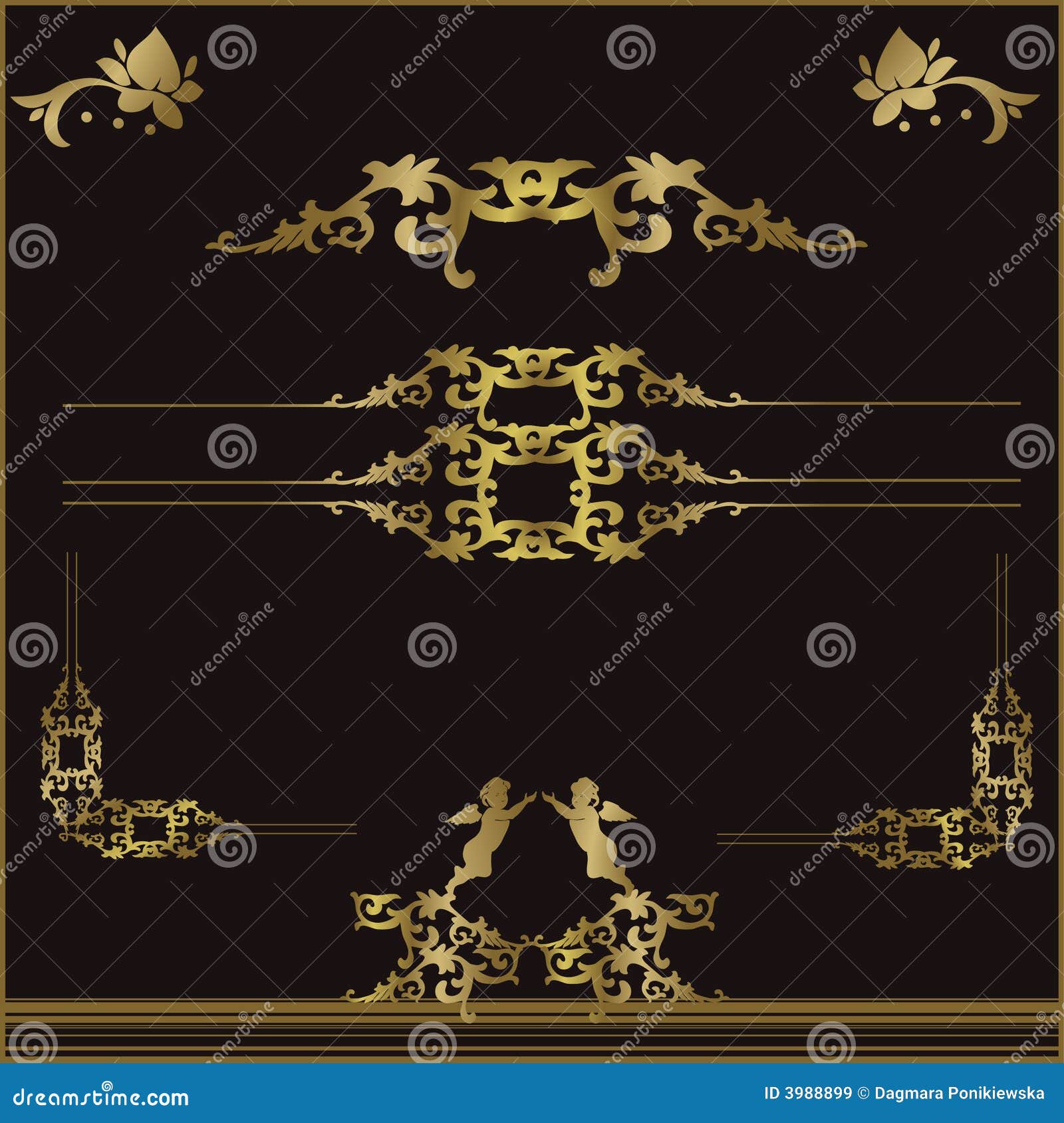 Floral frame elements stock vector. Illustration of banner - 3988899