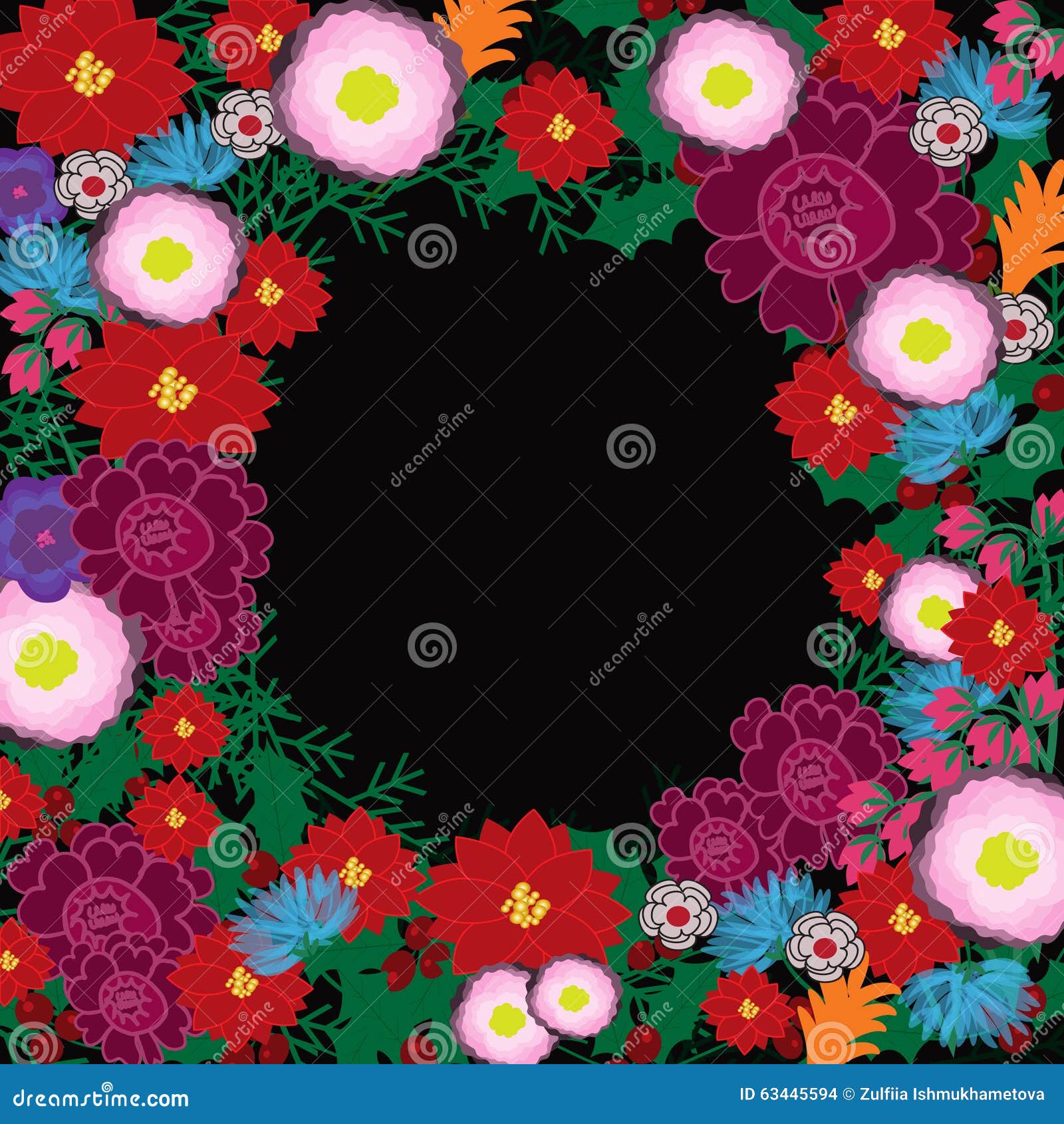 Floral Frame with Elements for Design Stock Vector - Illustration of ...