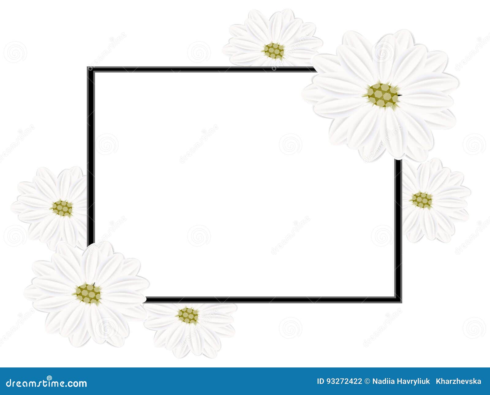 Floral Frame with Flowers Chamomile. Stock Vector - Illustration of ...