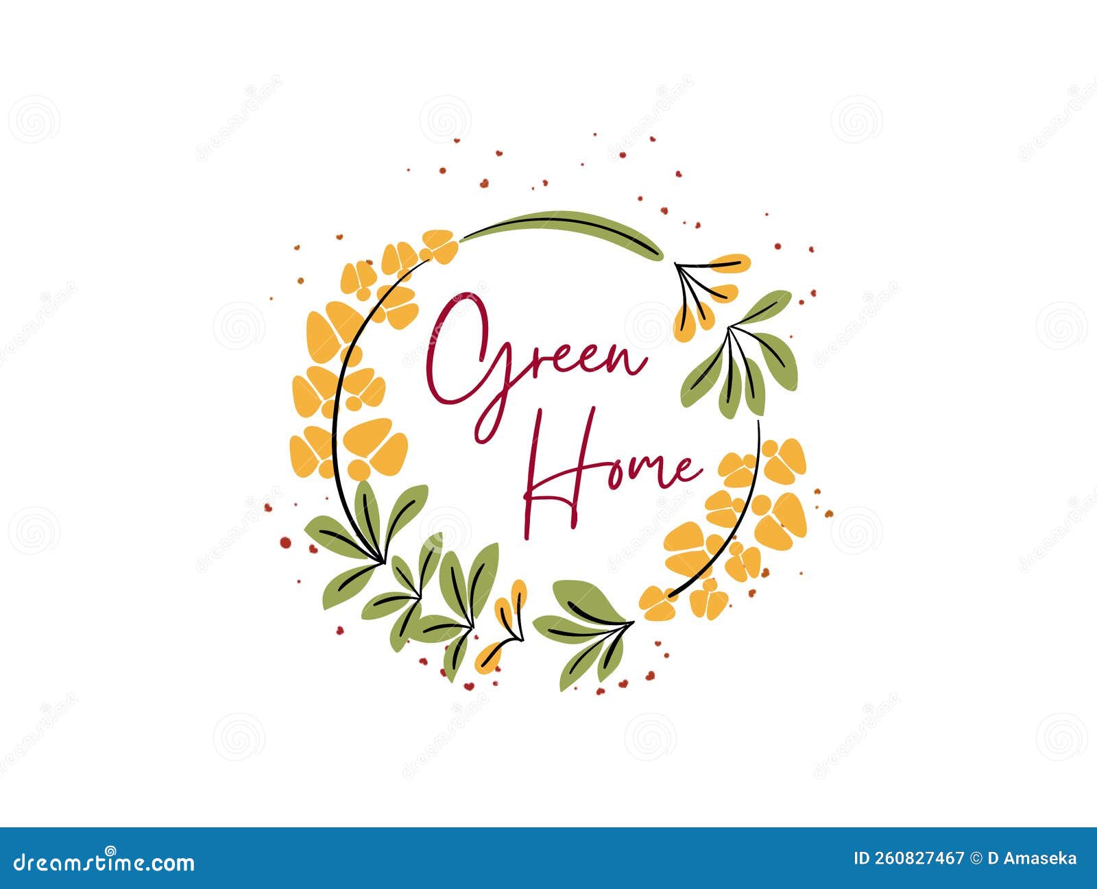 Floral Frame with Flowers and Leaves Logo Design Stock Vector ...