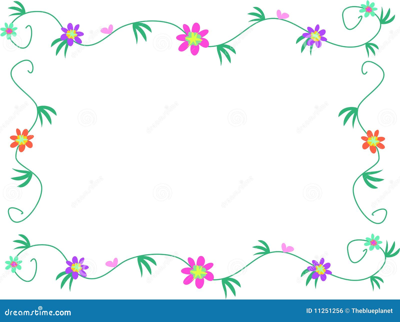 Floral Frame of Flowers, Vines, and Leaves Stock Vector - Illustration ...