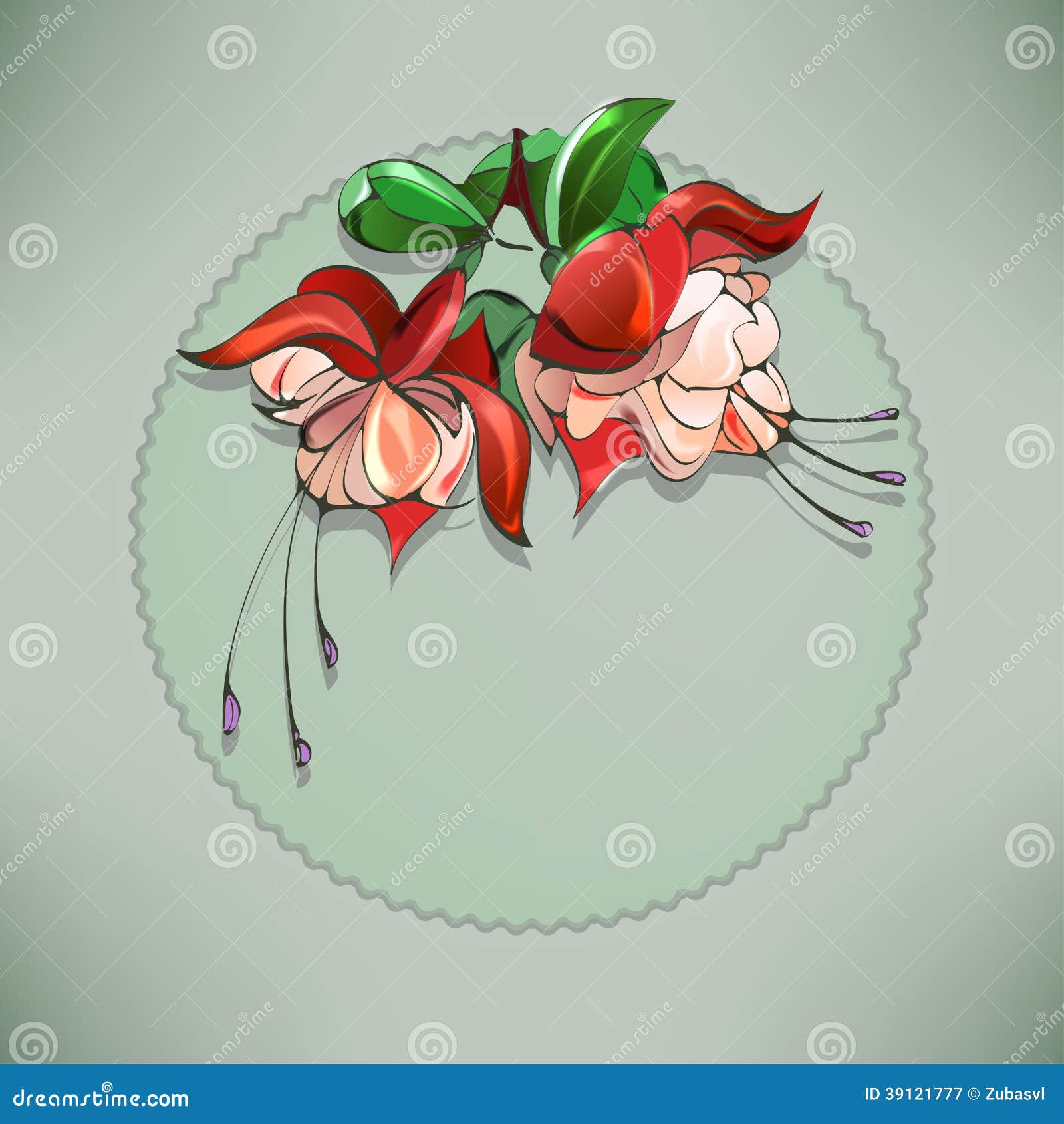 Floral frame, fuchsia stock vector. Illustration of leaf - 39121777