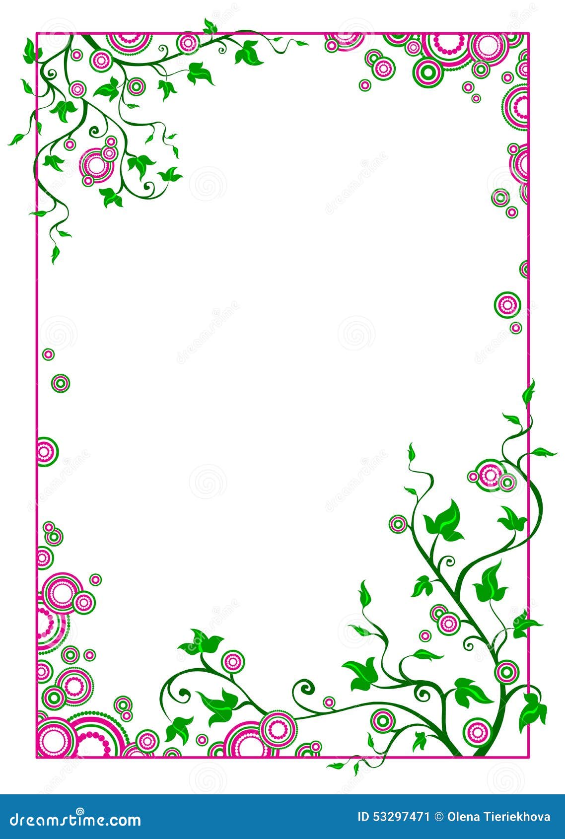 Floral frame. stock vector. Illustration of branch, pattern - 53297471