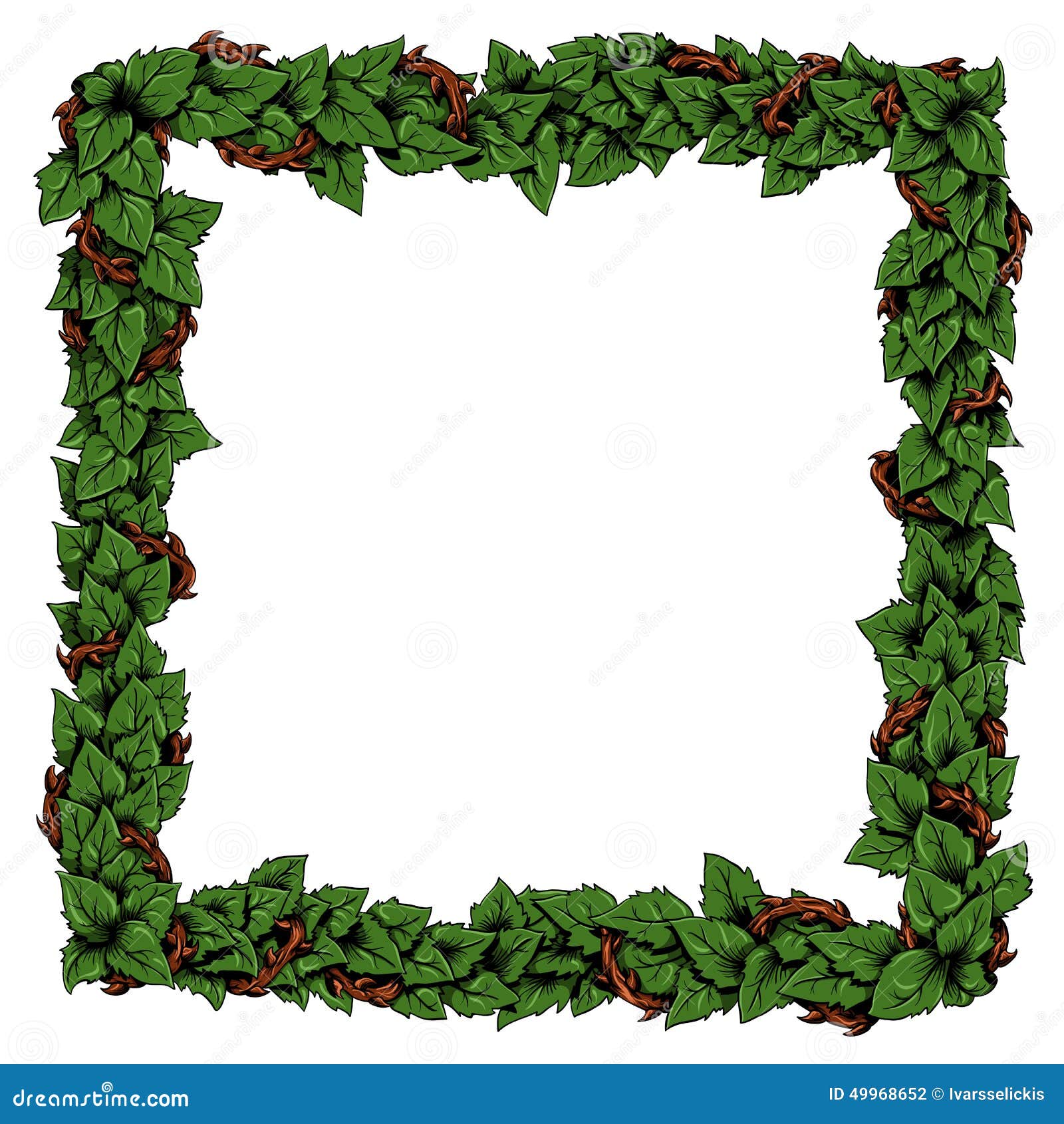 Floral Frame with Green Rose Leaves. Stock Vector - Illustration of ...
