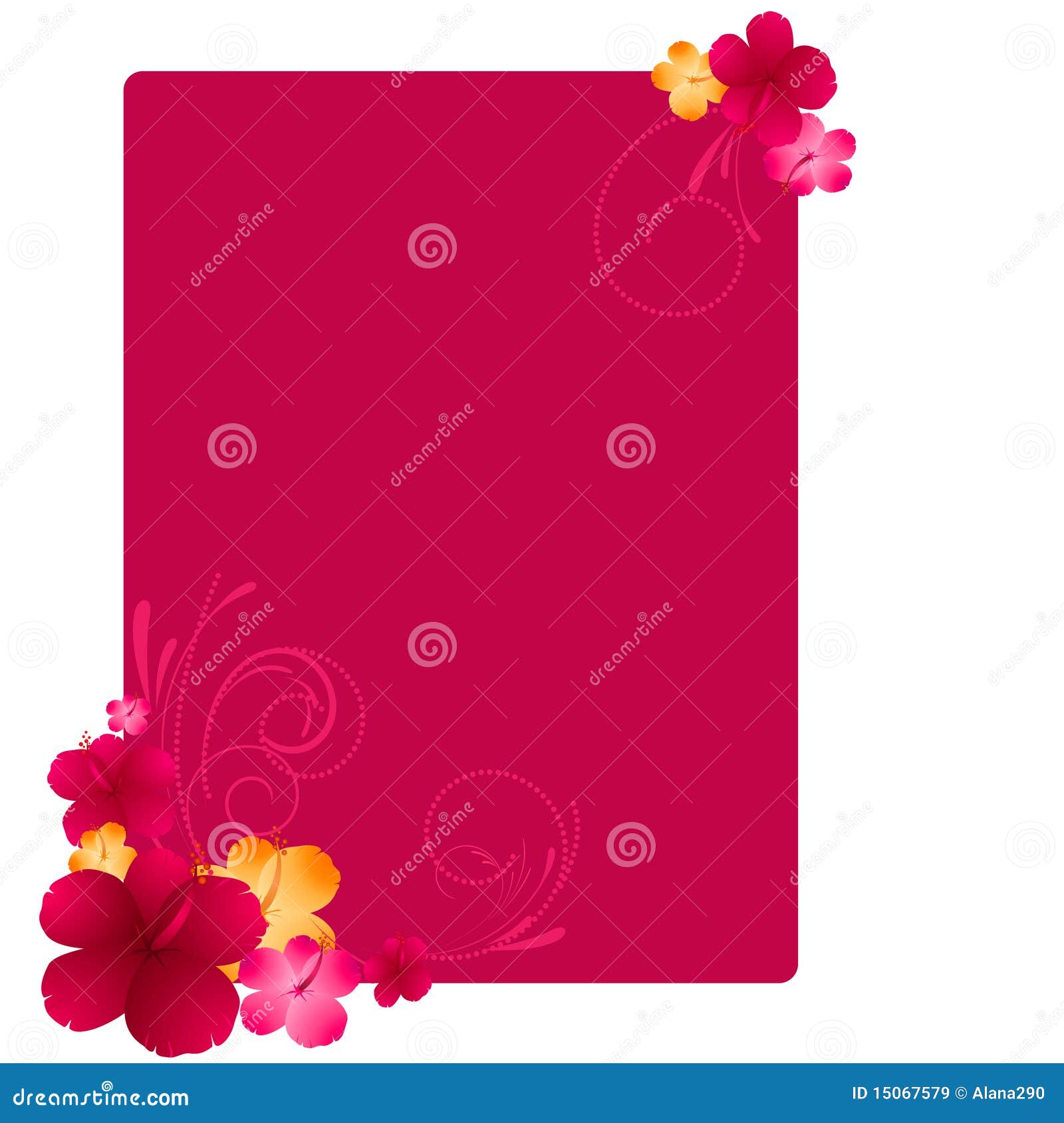 Floral Frame with Hibiscus Flowers Stock Vector - Illustration of ...