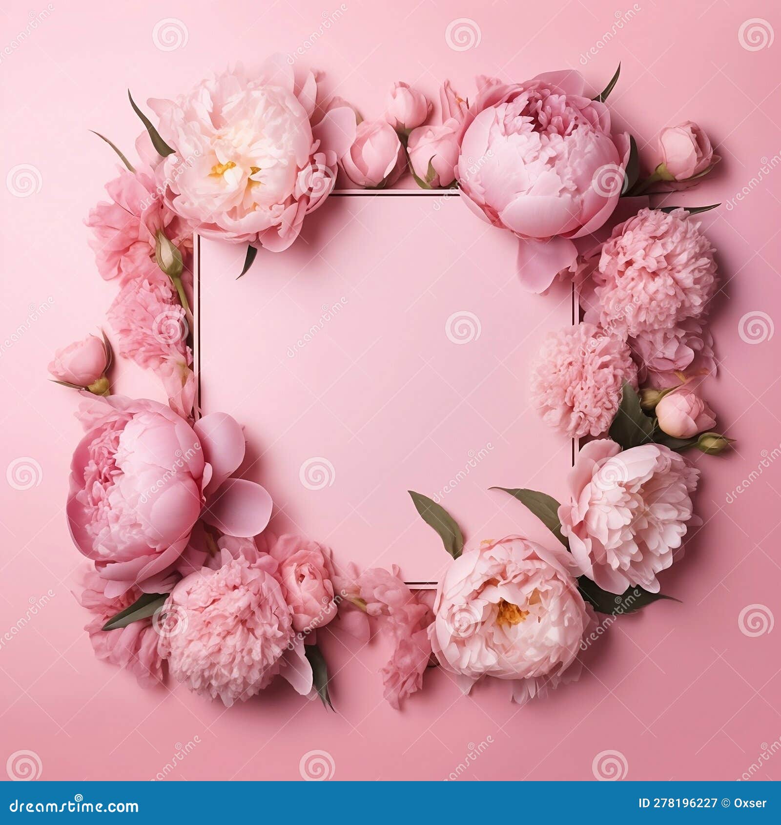 Floral Frame Layout with Pink Background Stock Illustration ...