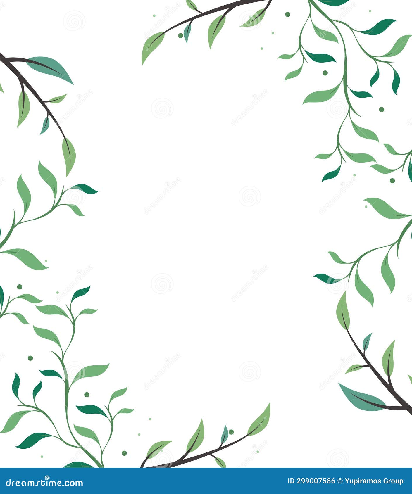 Floral frame with leaves stock illustration. Illustration of nature ...