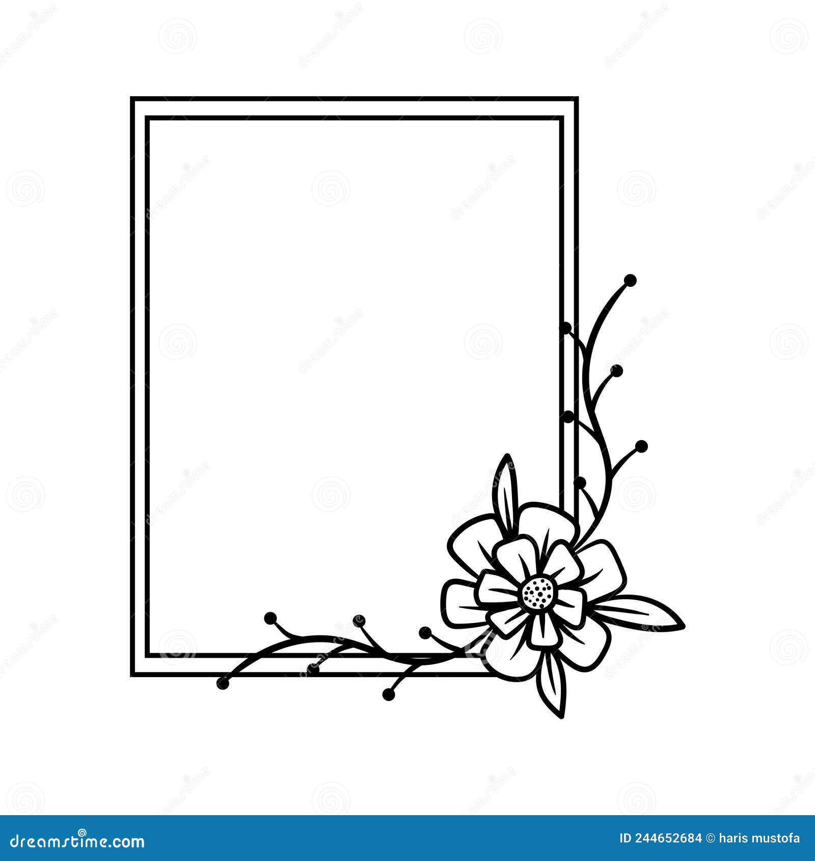 Floral Frame Line Art Illustration Template Vector Design Stock Vector ...