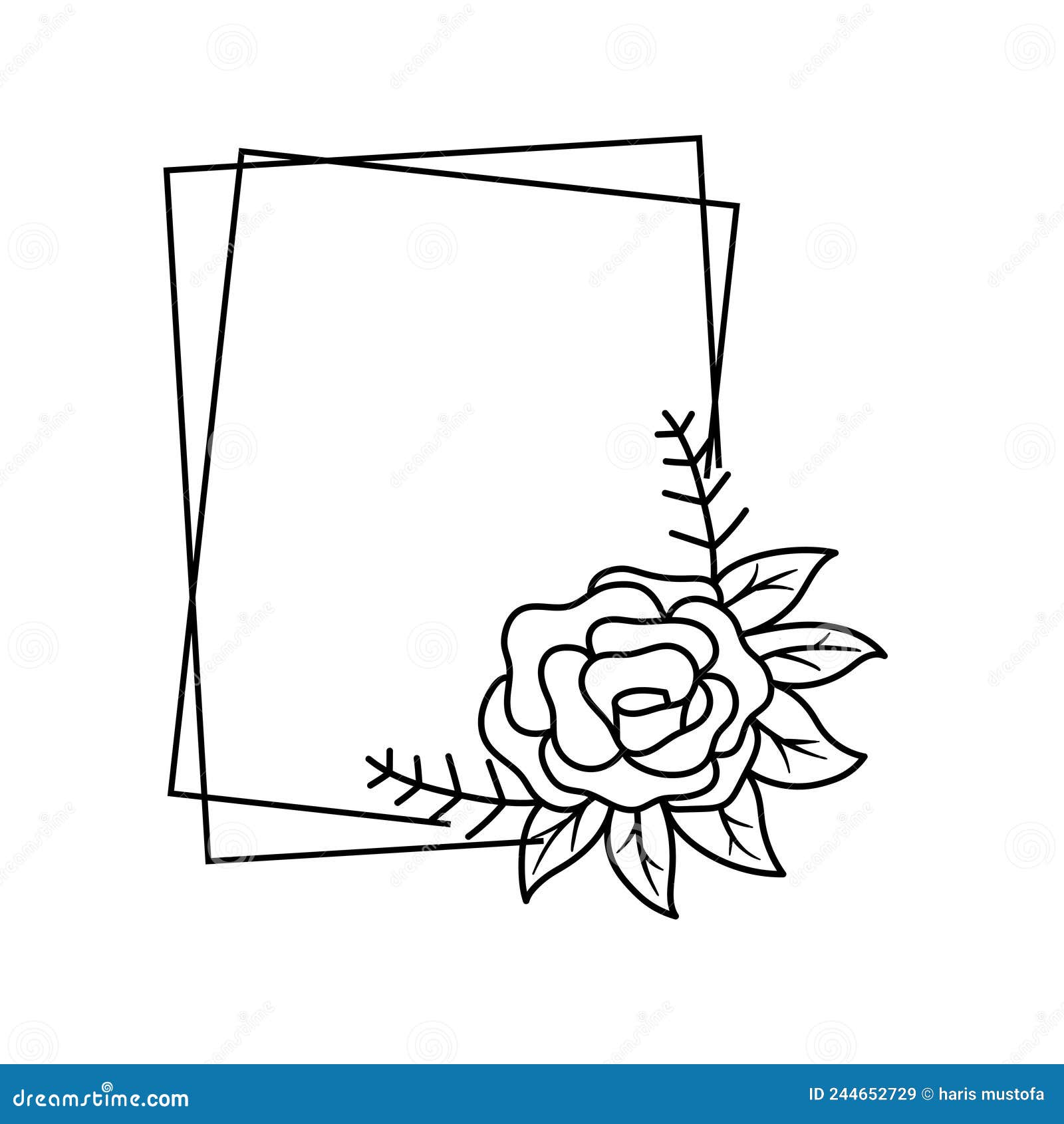 Floral Frame Line Art Illustration Template Vector Design Stock Vector ...
