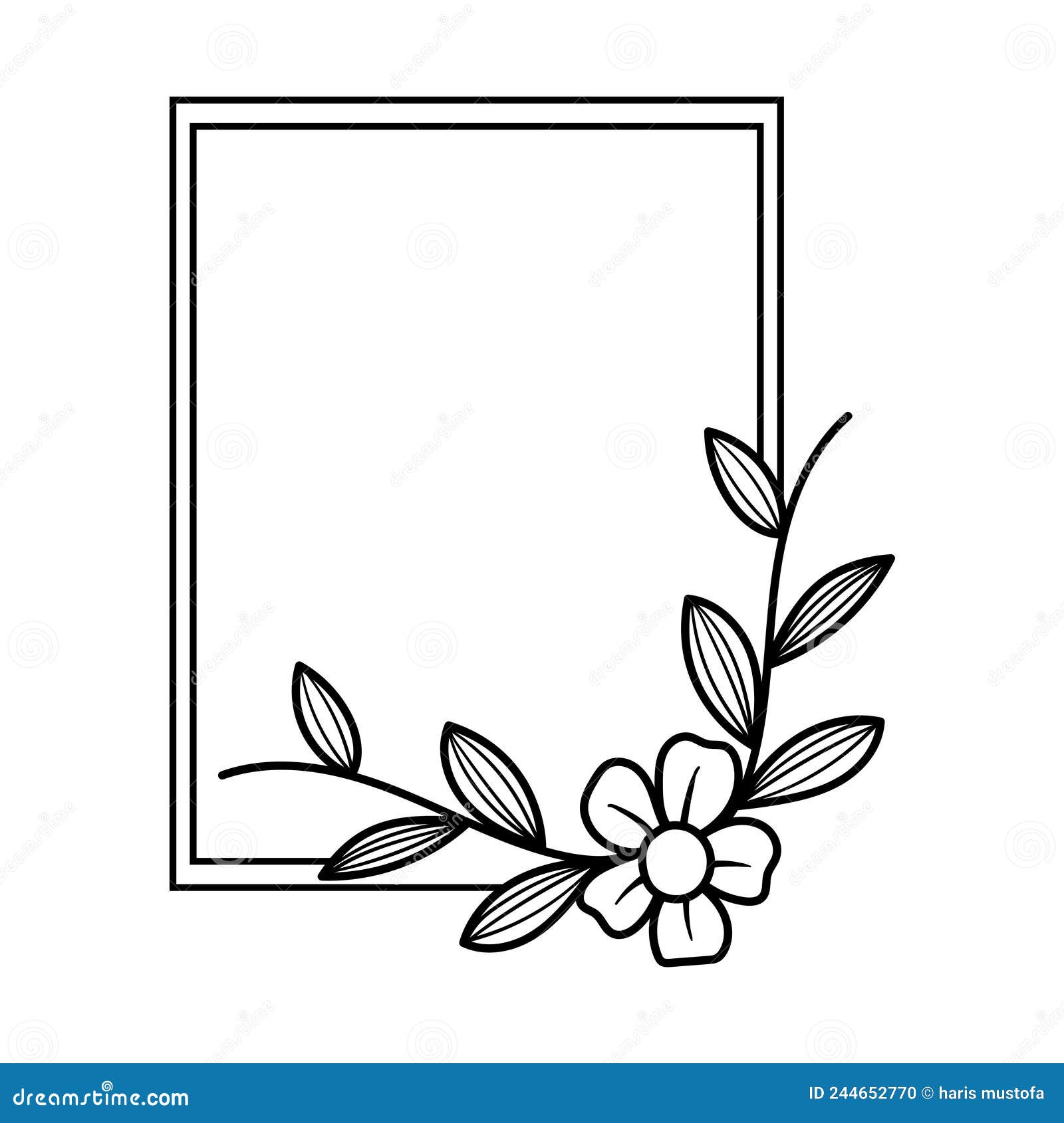 Floral Frame Line Art Illustration Template Vector Design Stock Vector ...