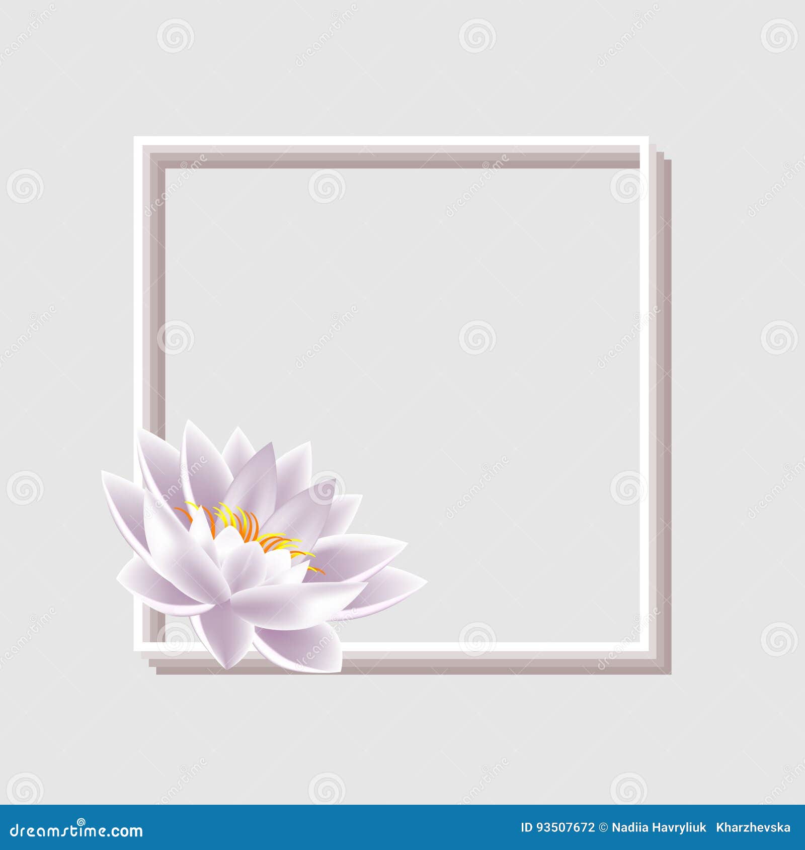 Floral frame with lotus. stock vector. Illustration of floral - 93507672