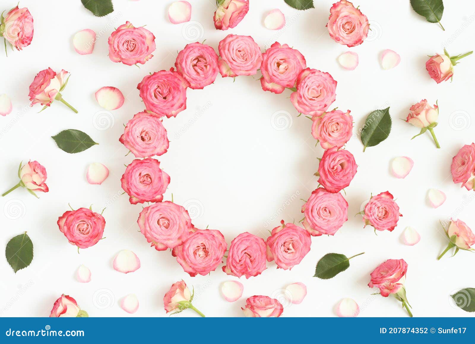 Floral Frame Made of Pink Roses. Stock Photo - Image of florist, girly ...