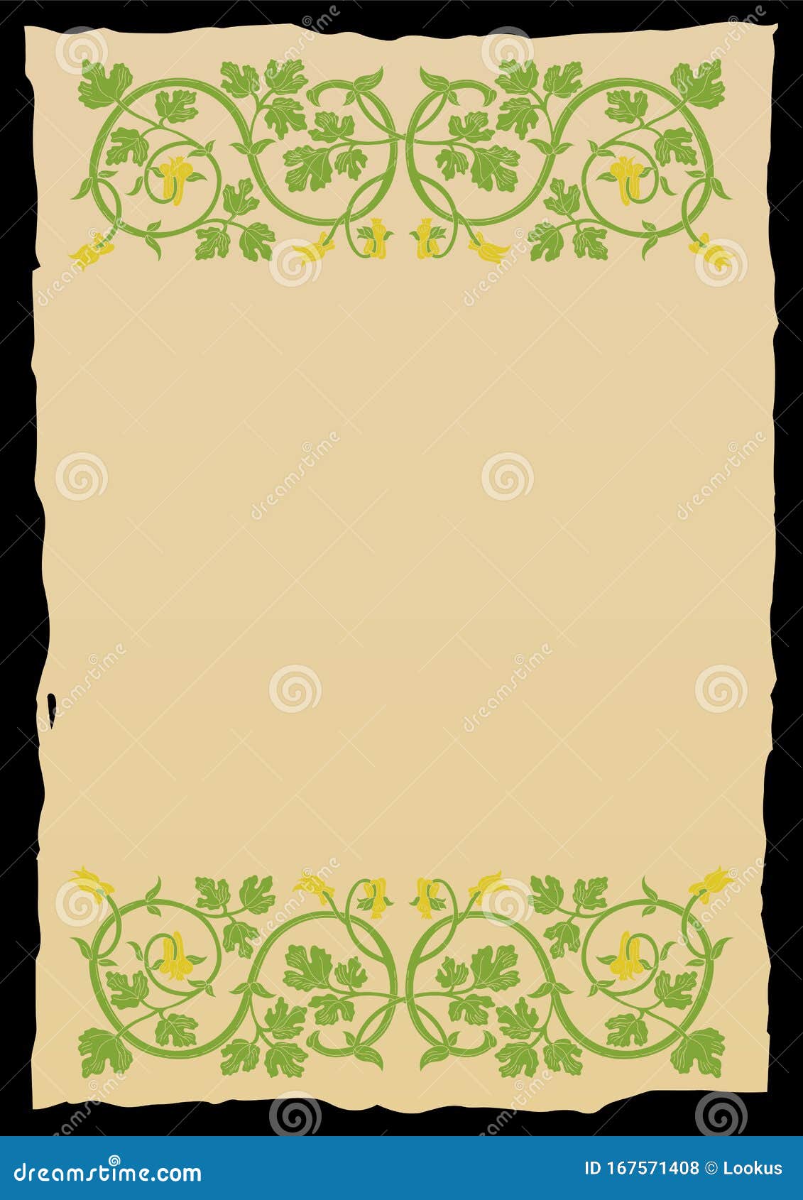 Floral Frame in Medieval Style. Vector Template Stock Vector ...